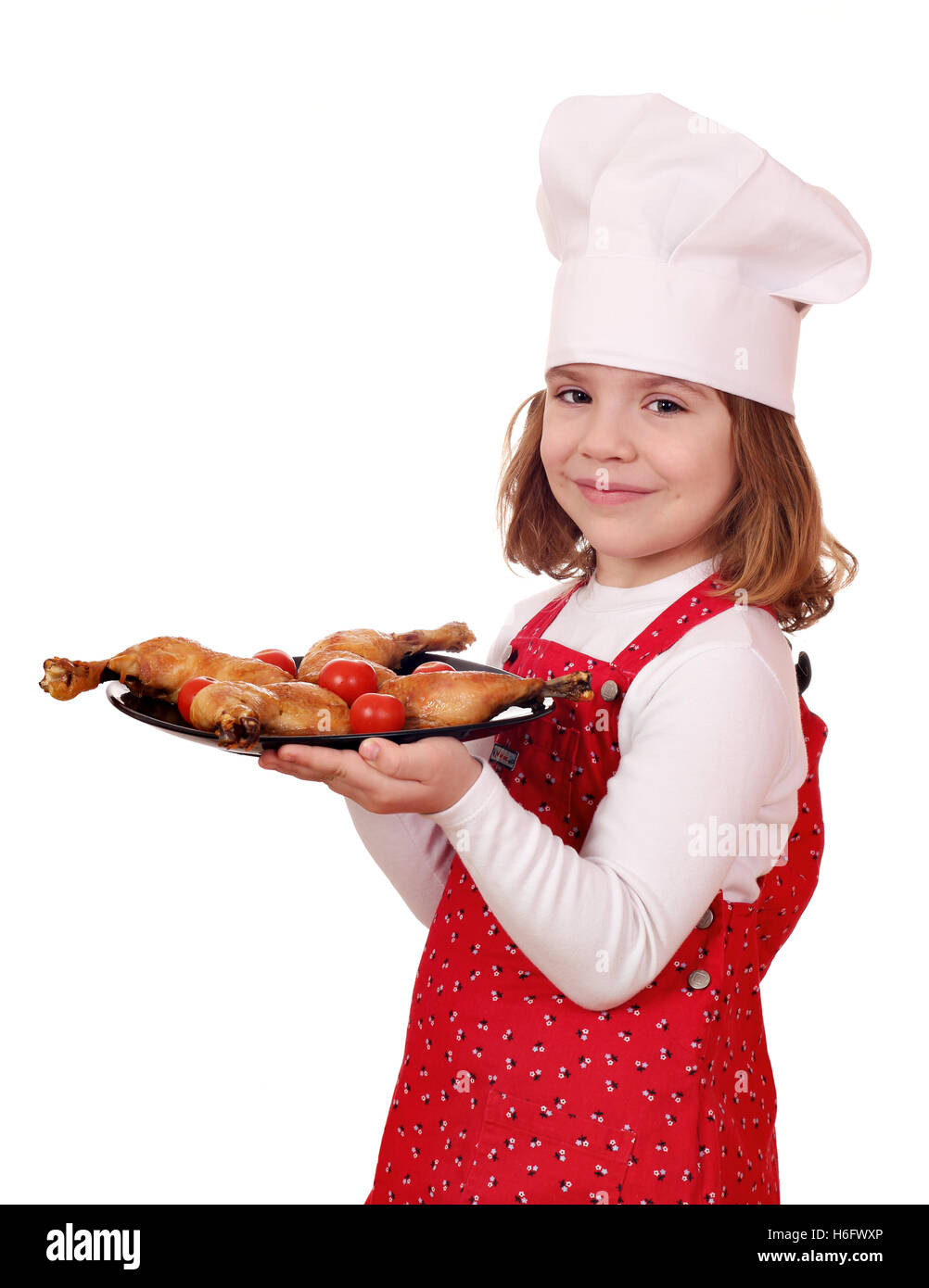 little girl cook with chicken drumstick Stock Photo - Alamy