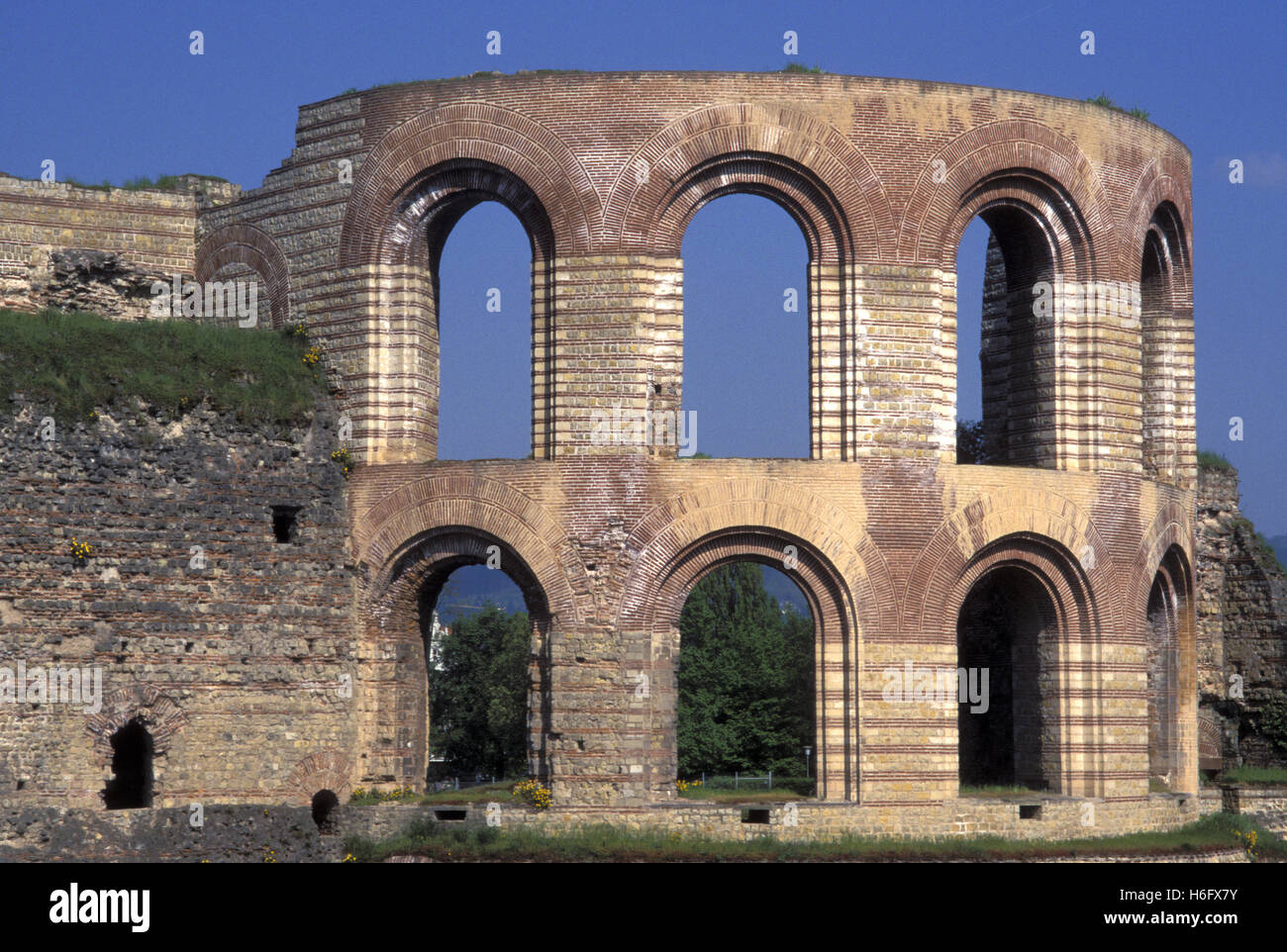 Germany, Trier, the Imperial Baths, built by Emperor Konstantin in the ...