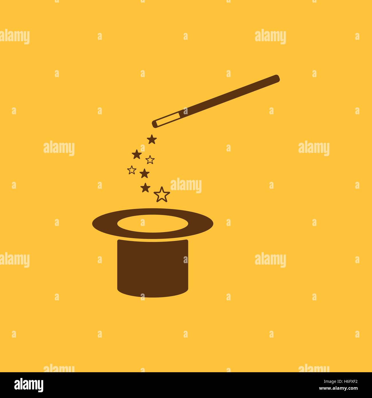 The magic wand and hat icon. Trick symbol. Flat illustration Stock ...