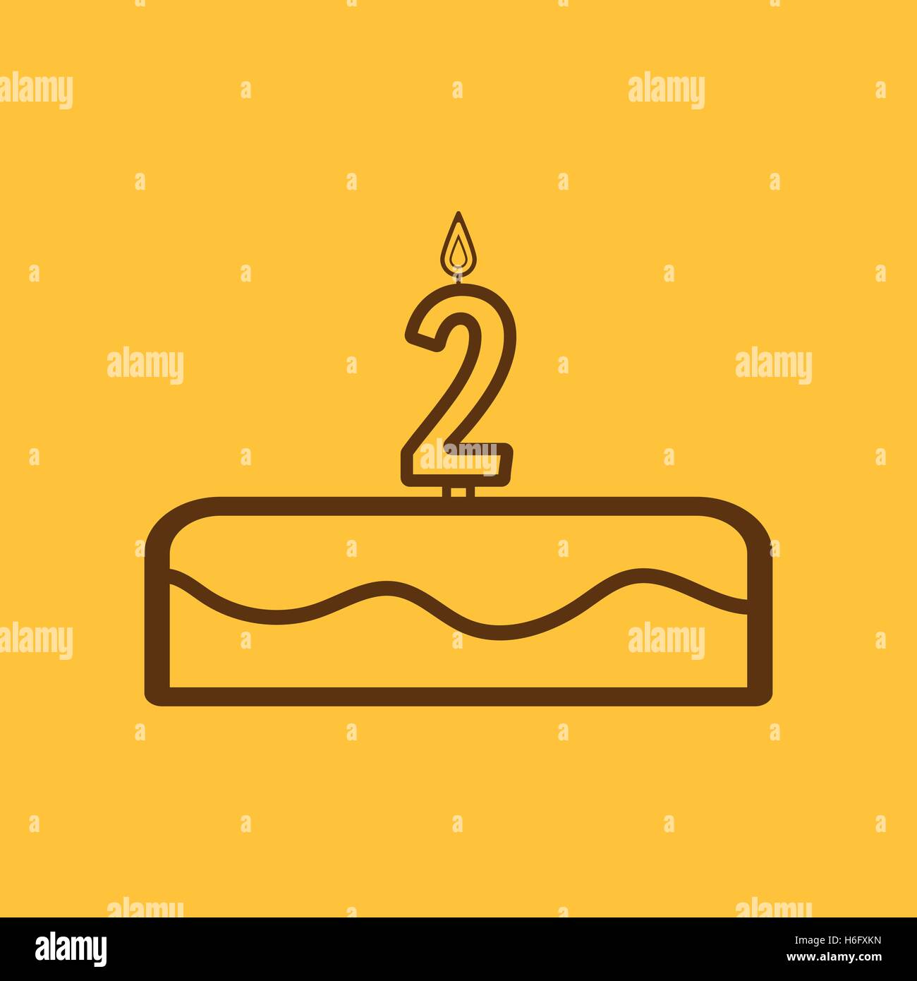 Cake with candles in the form of number 2 icon. birthday symbol. Flat ...