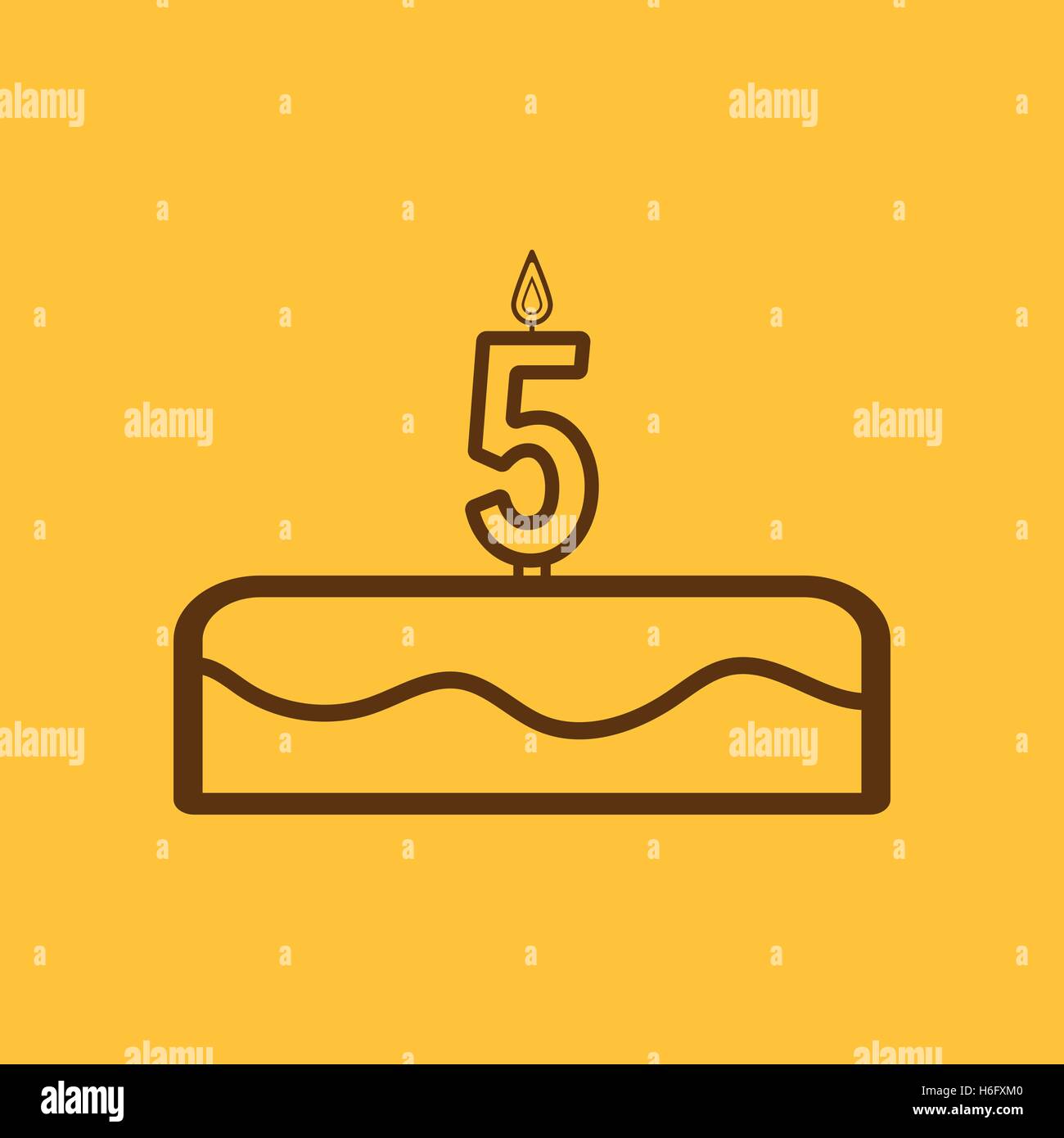 Cake with candles in the form of number 5 icon. birthday symbol. Flat ...