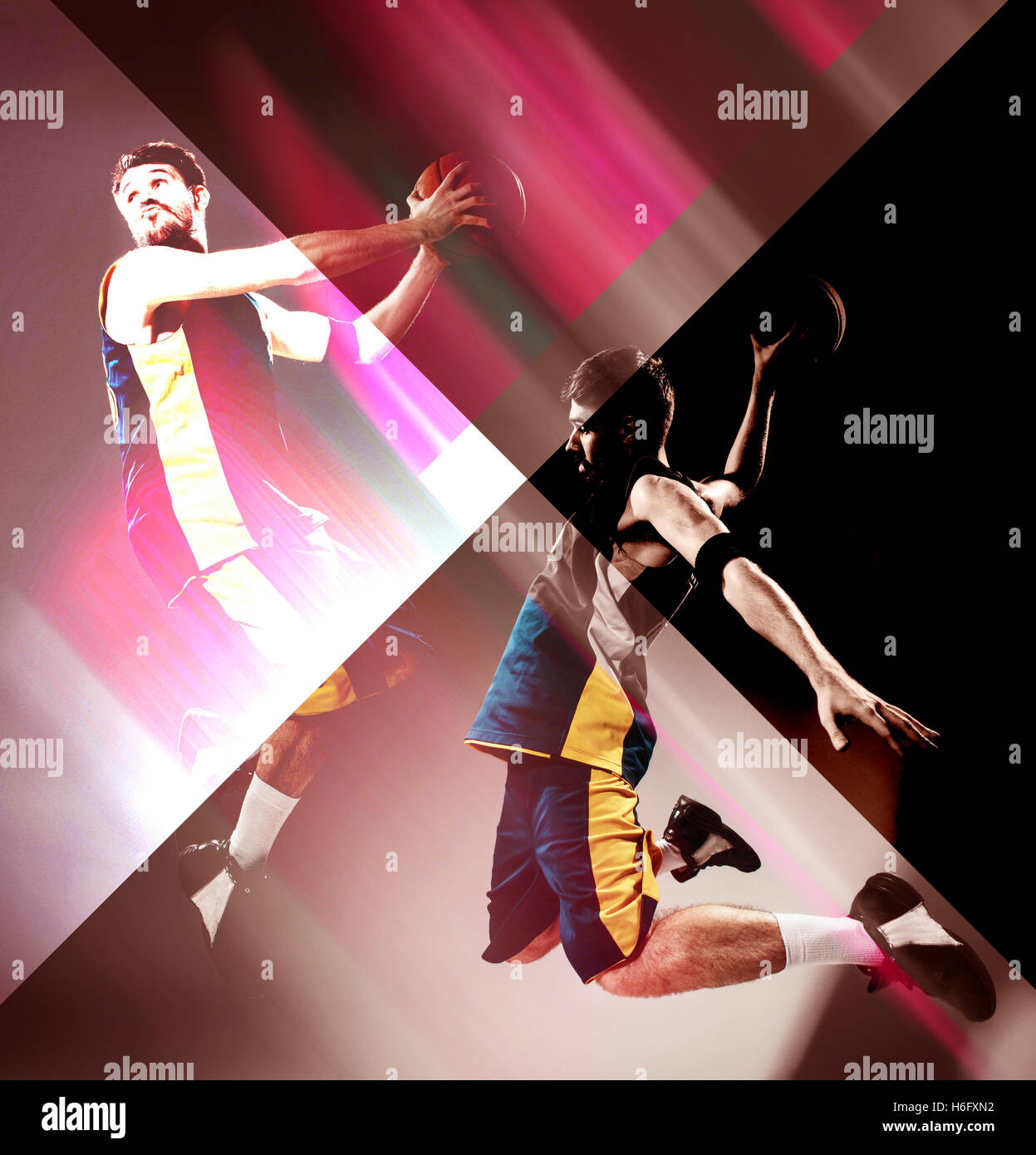 Full length portrait of a basketball player with ball Stock Photo - Alamy