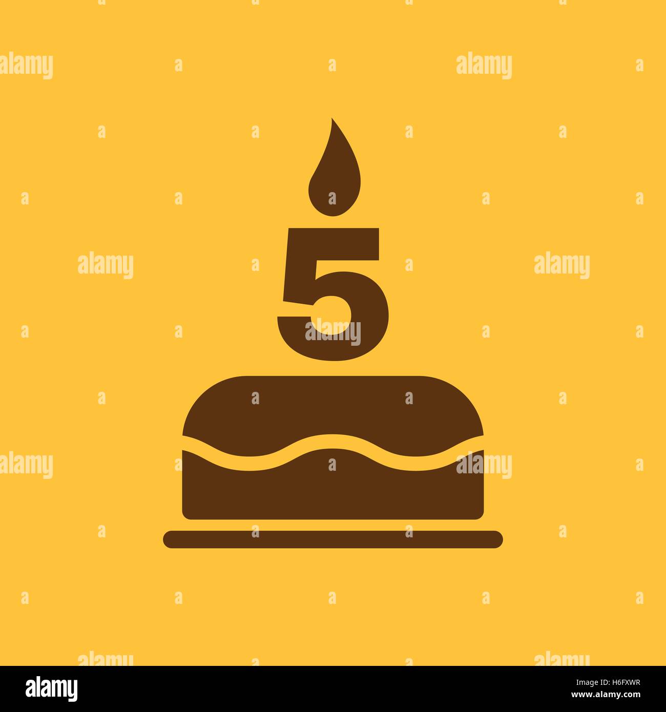 The birthday cake with candles in the form of number 5 icon. Birthday ...