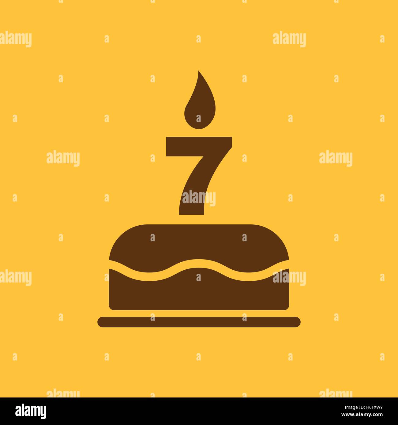The birthday cake with candles in the form of number 7 icon. Birthday ...