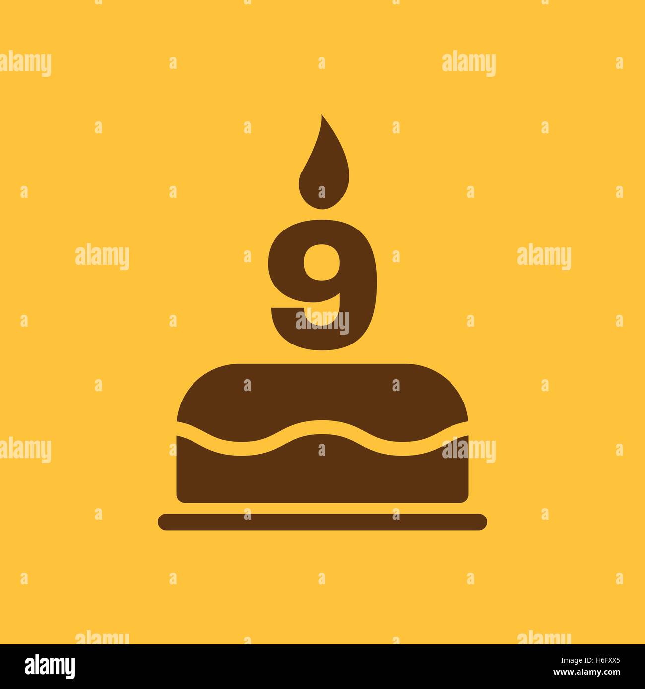 The birthday cake with candles in the form of number 9 icon. Birthday ...