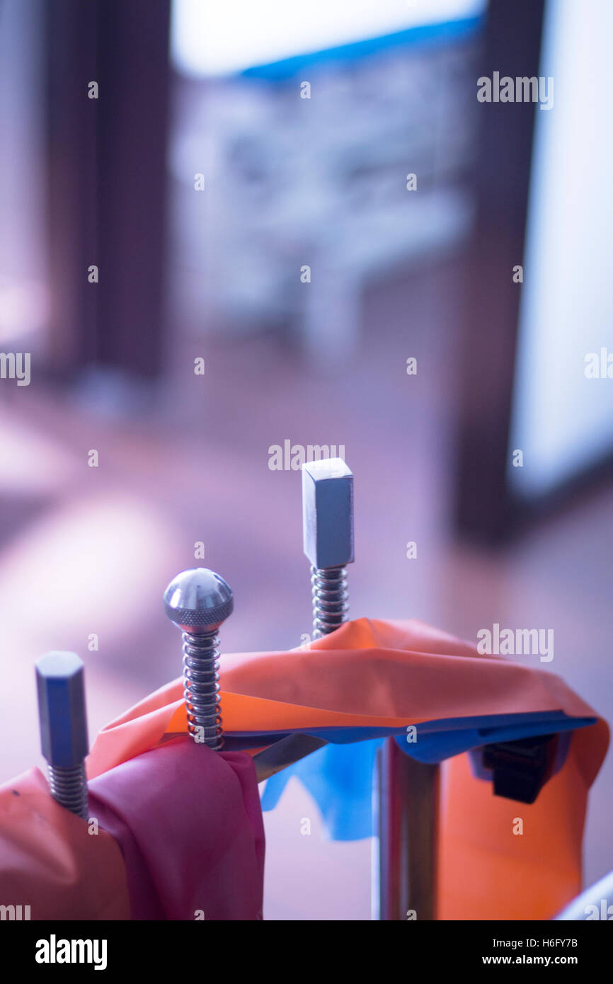 Physical therapy rehabilitation exercise equipment in hospital clinic ...