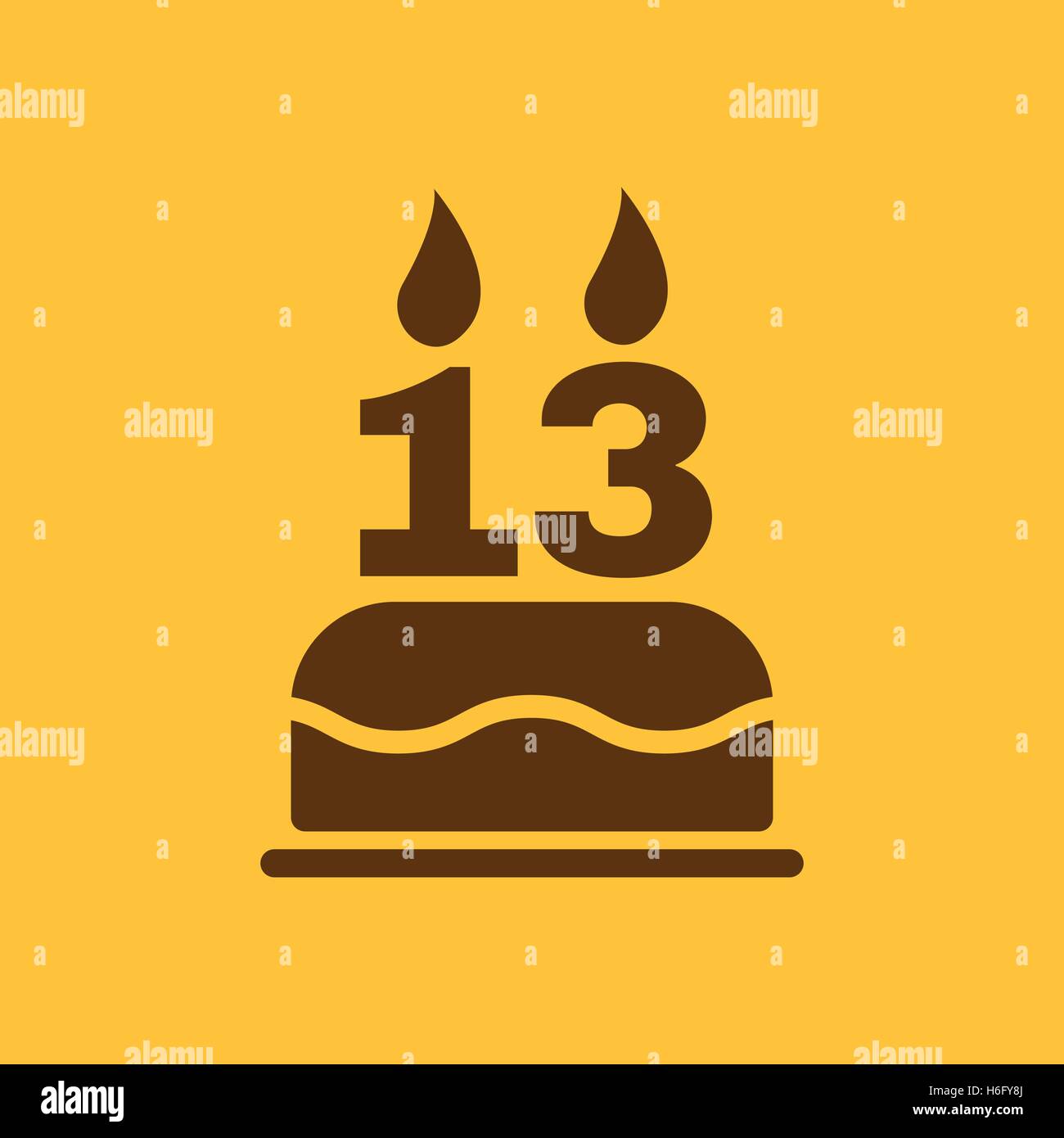 The birthday cake with candles in the form of number 13 icon. Birthday ...