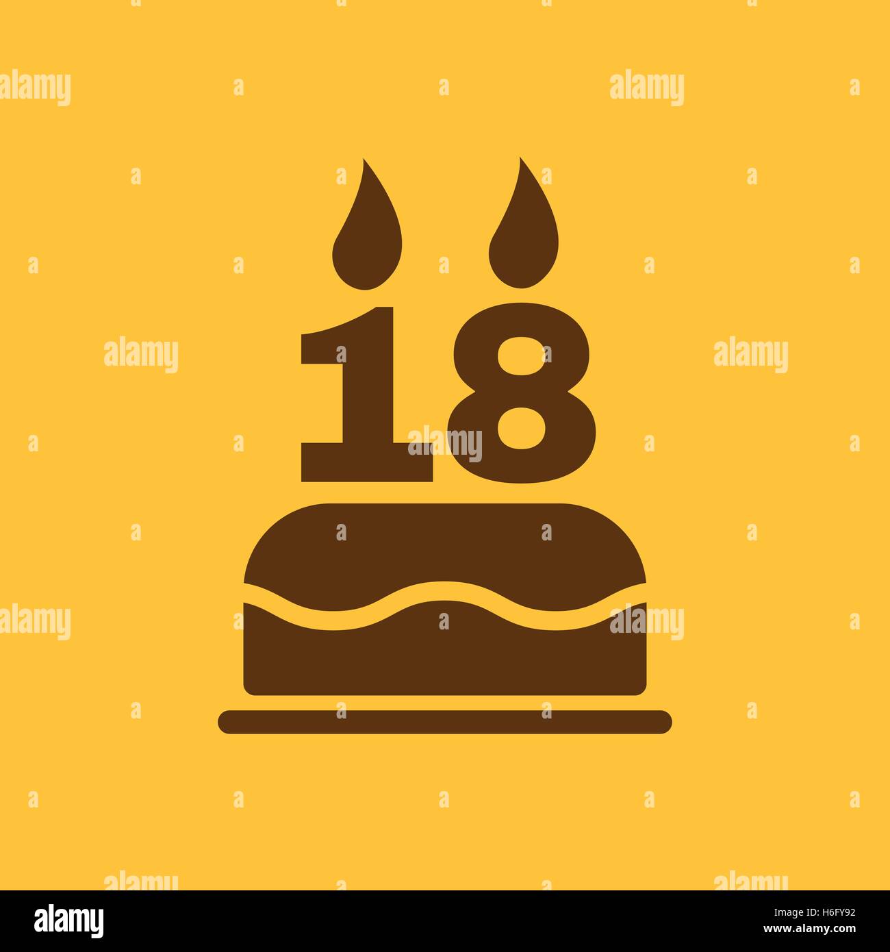 The birthday cake with candles in the form of number 18 icon. Birthday ...