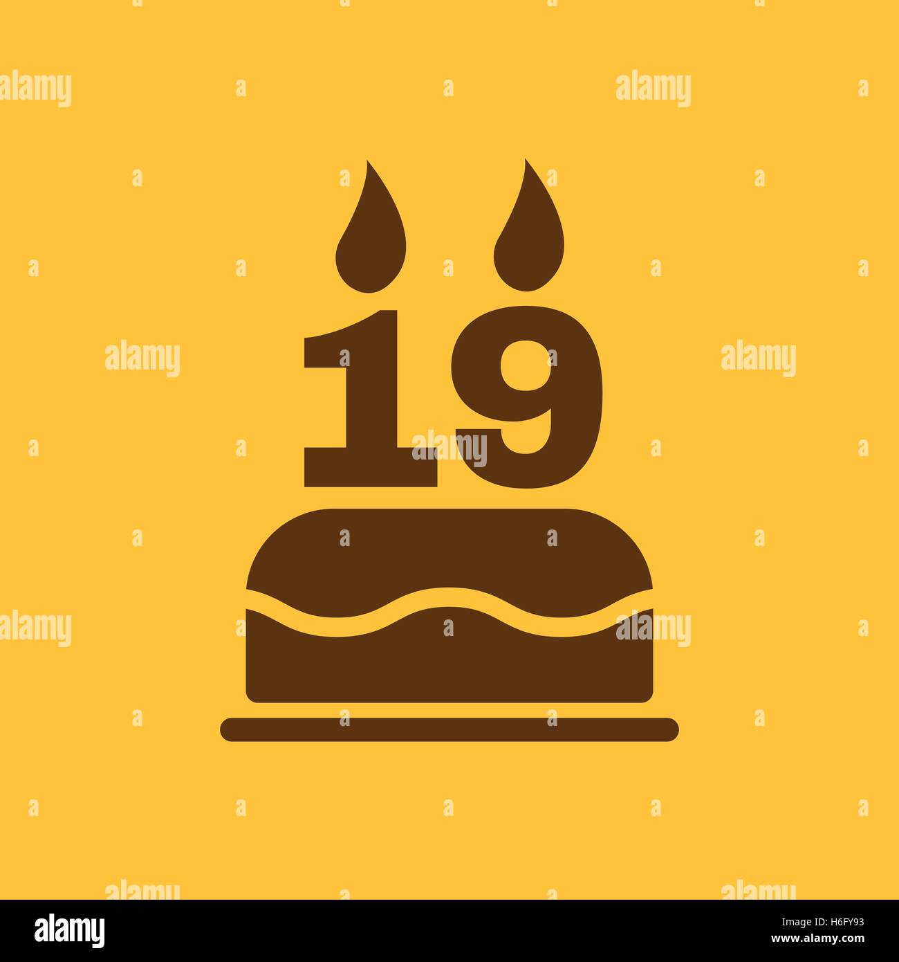 The birthday cake with candles in the form of number 19 icon. Birthday ...
