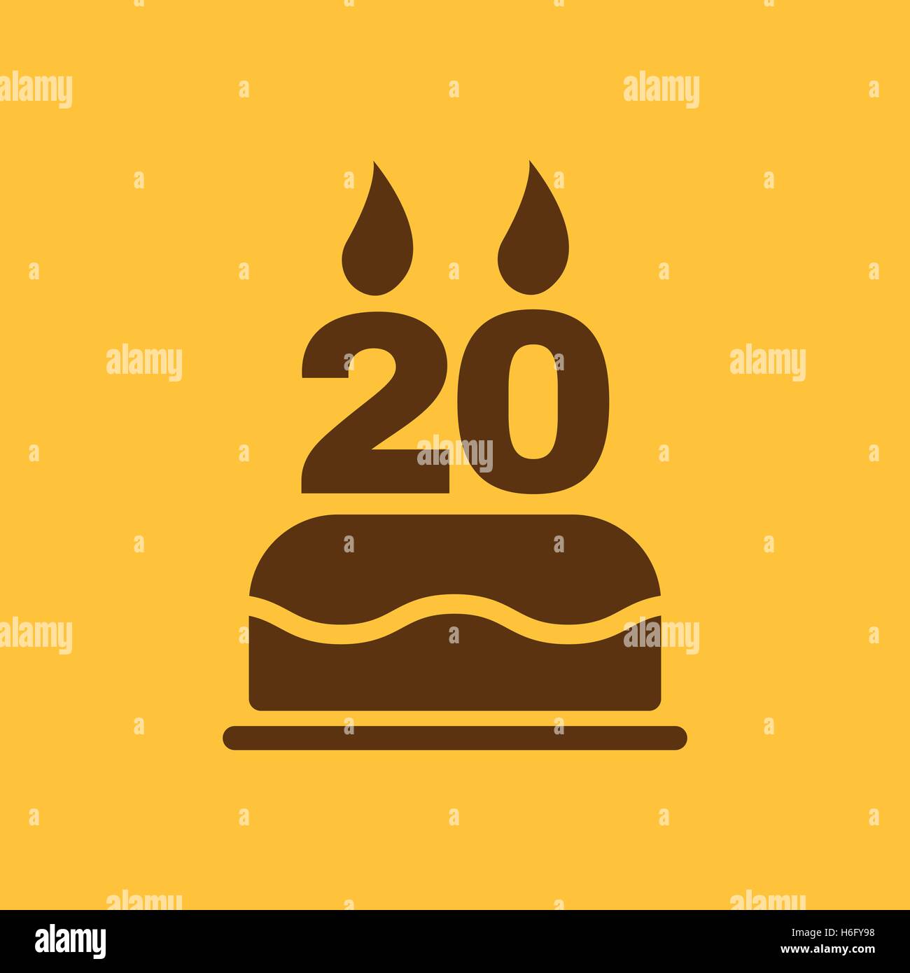 The birthday cake with candles in the form of number 20 icon. Birthday ...