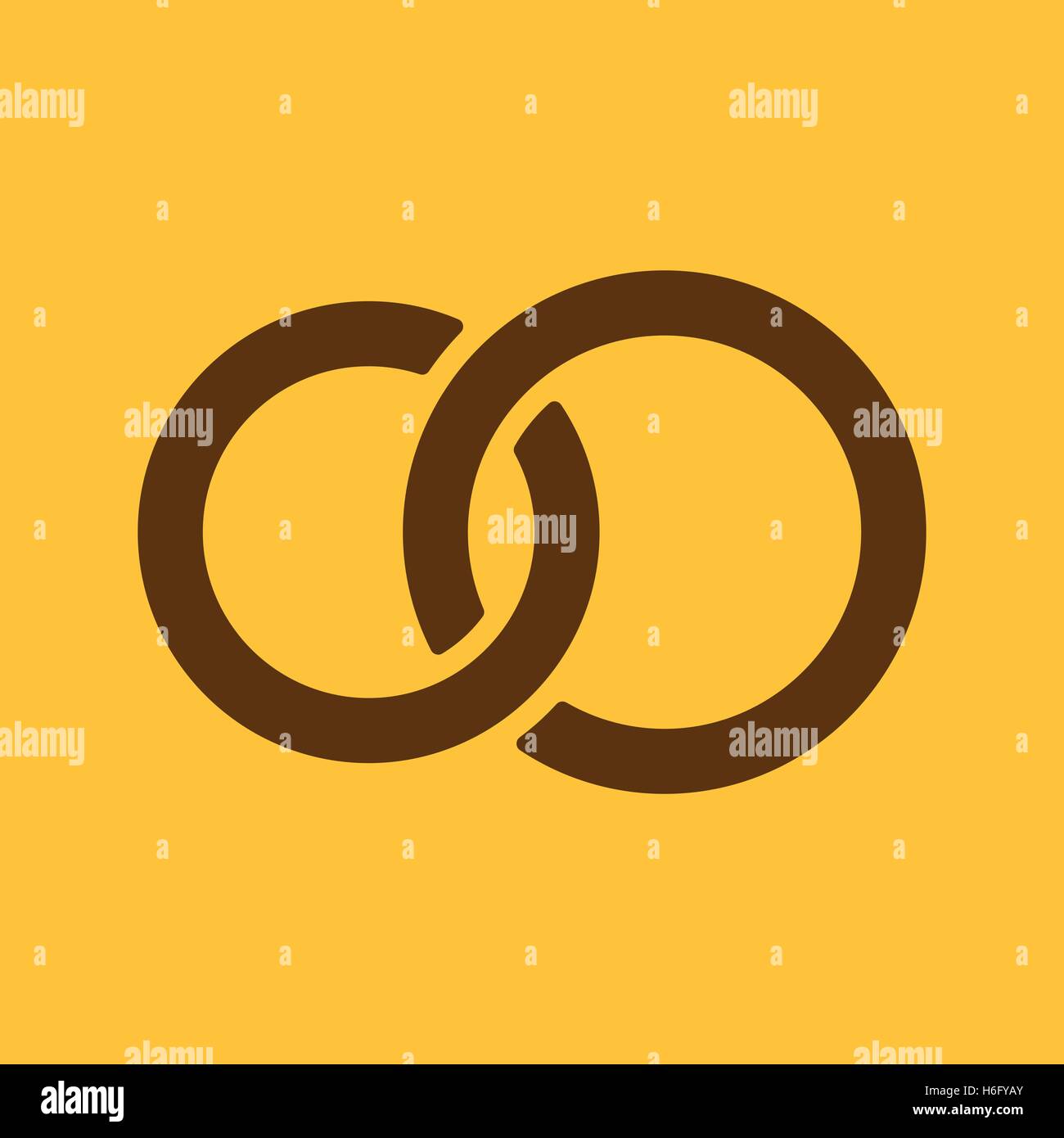 The United wedding ring icon. Marriage and glans symbol. Flat Vector ...
