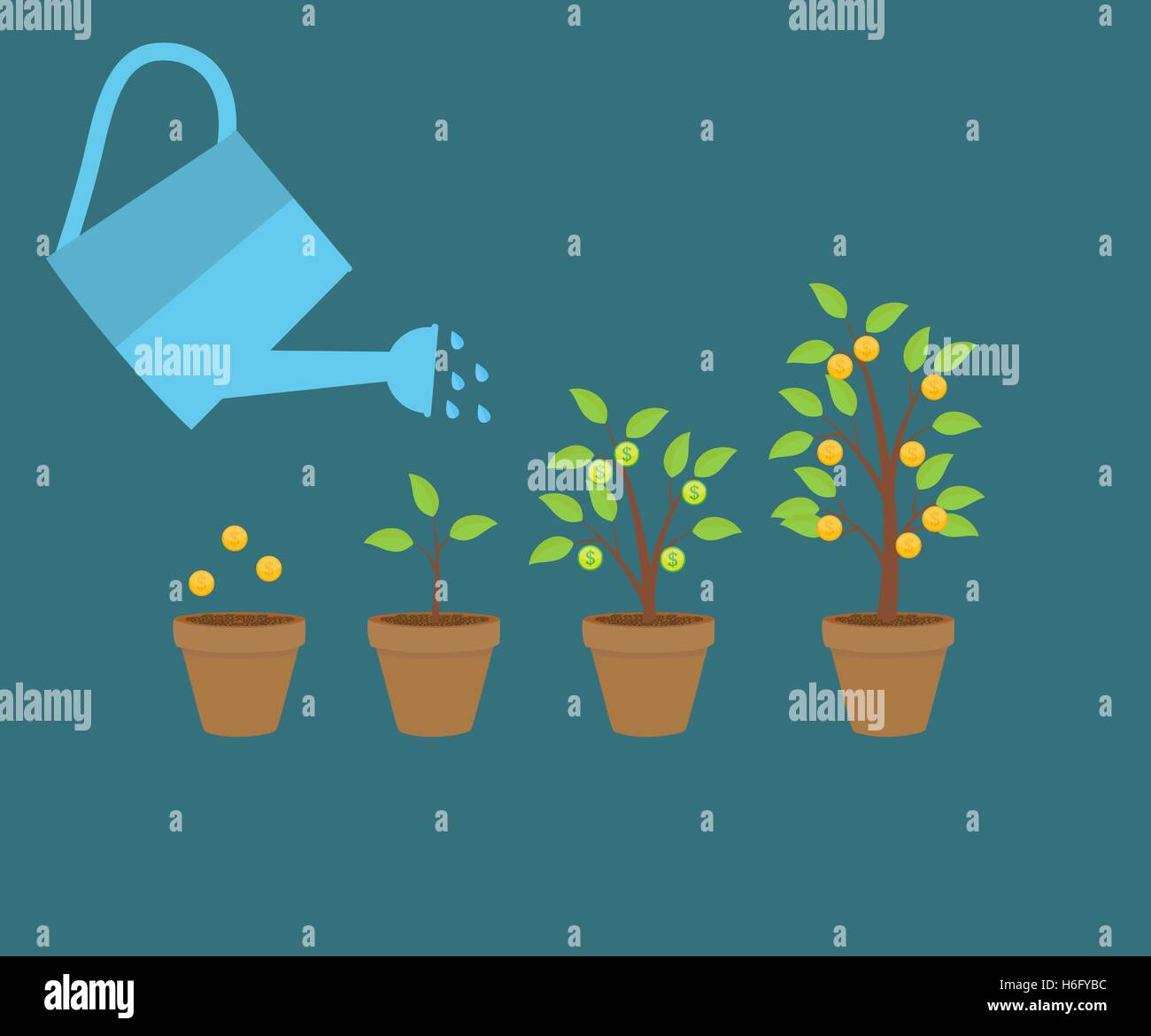 Money Tree, Financial Growth Flat Concept Vector Illustration Stock ...