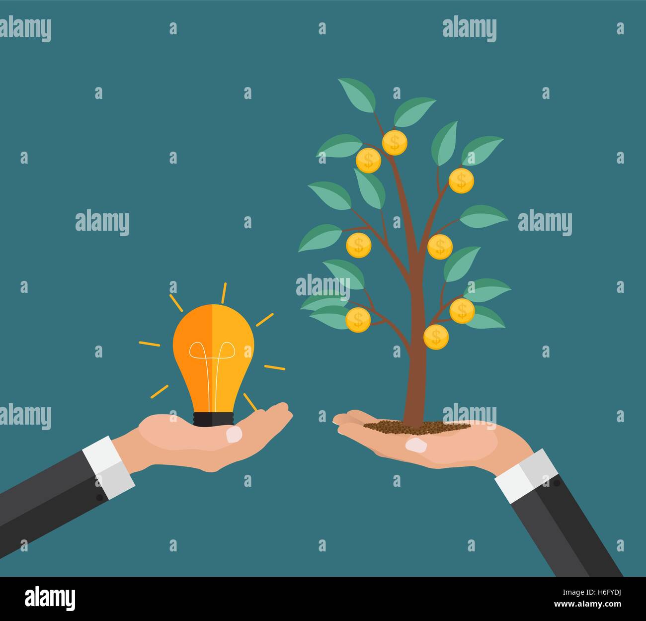 Money Tree, Financial Growth Flat Concept Vector Illustration Stock ...