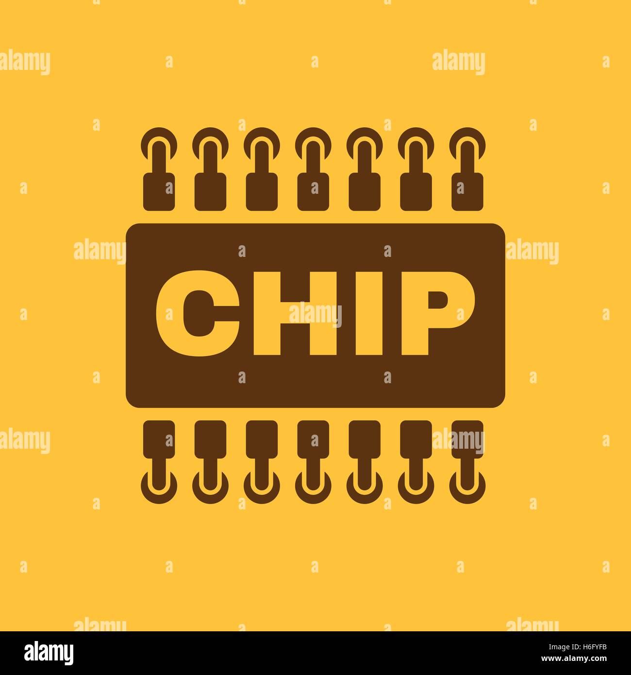The chip icon. Microchip and microcircuit symbol. Flat Vector ...
