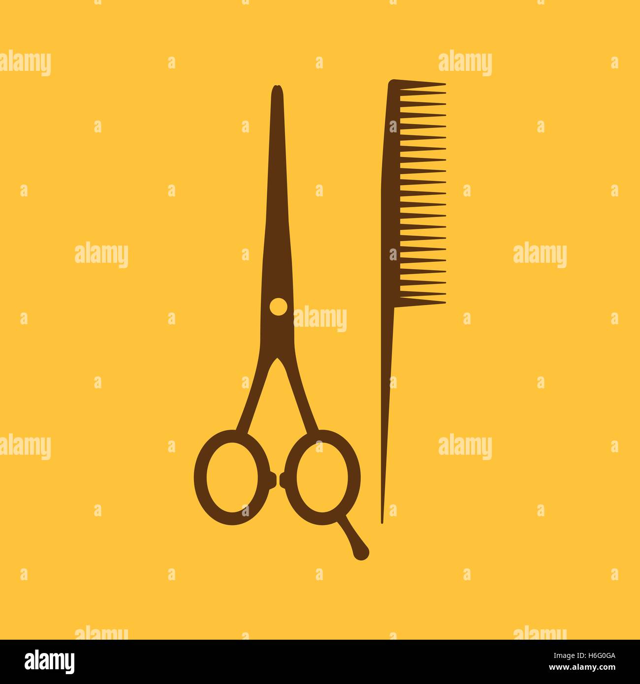 The scissors and comb icon. Barbershop symbol. Flat Vector illustration ...