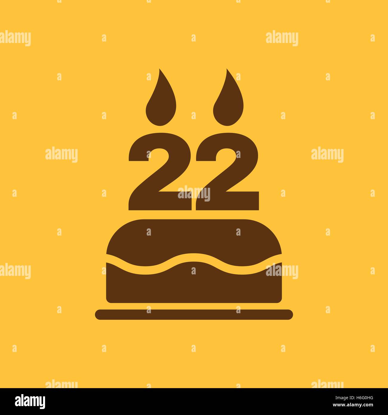 The birthday cake with candles in the form of number 22 icon. Birthday ...