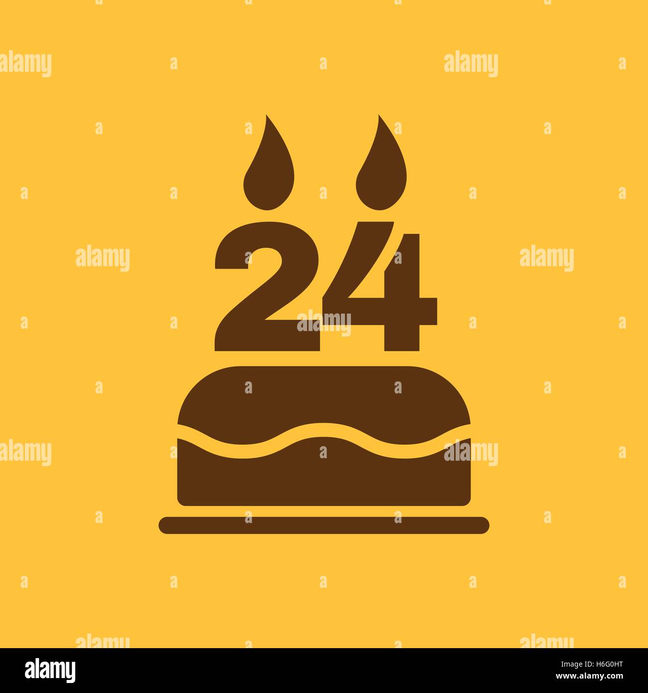 The birthday cake with candles in the form of number 24 icon. Birthday ...