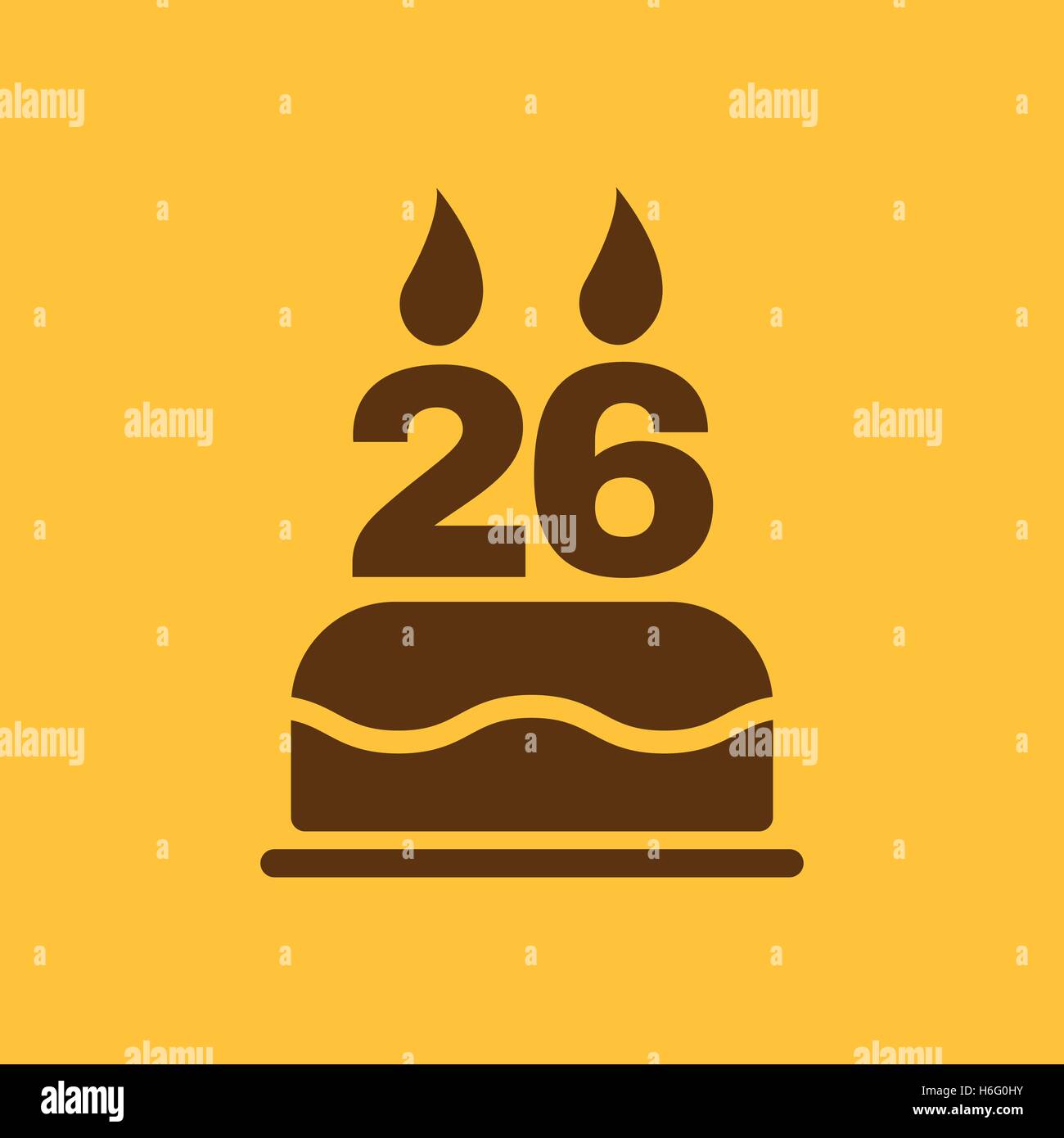 The birthday cake with candles in the form of number 26 icon. Birthday ...