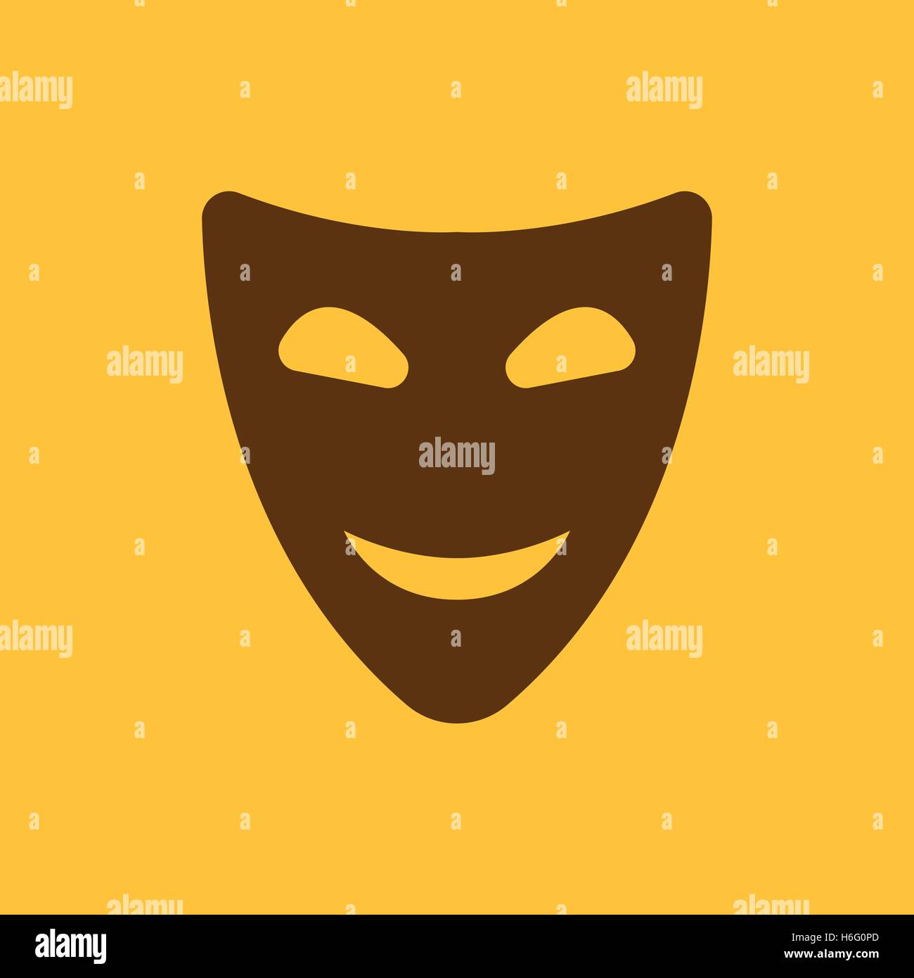 The smiling mask icon. Comedy and theater symbol. Flat Vector ...