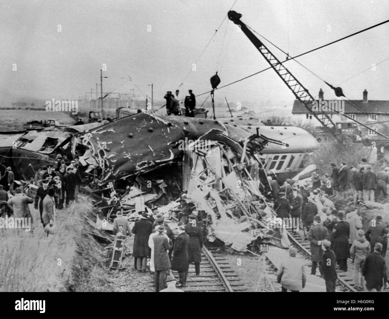 Wrecked coaches after the rail crash at Hixon, Staffordshire Stock ...