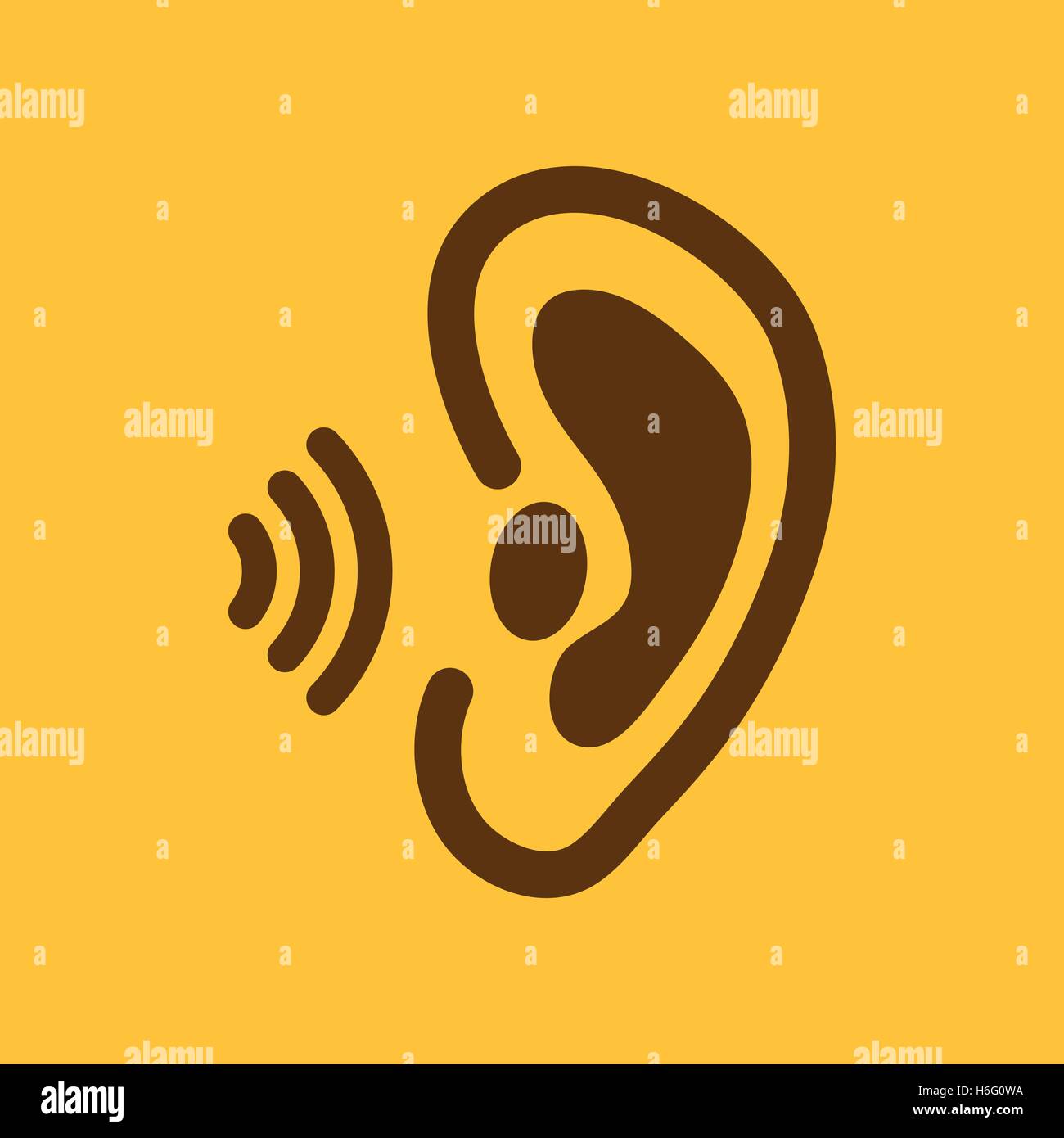 The ear icon. Sense organ and hear, understand symbol. Flat Vector ...