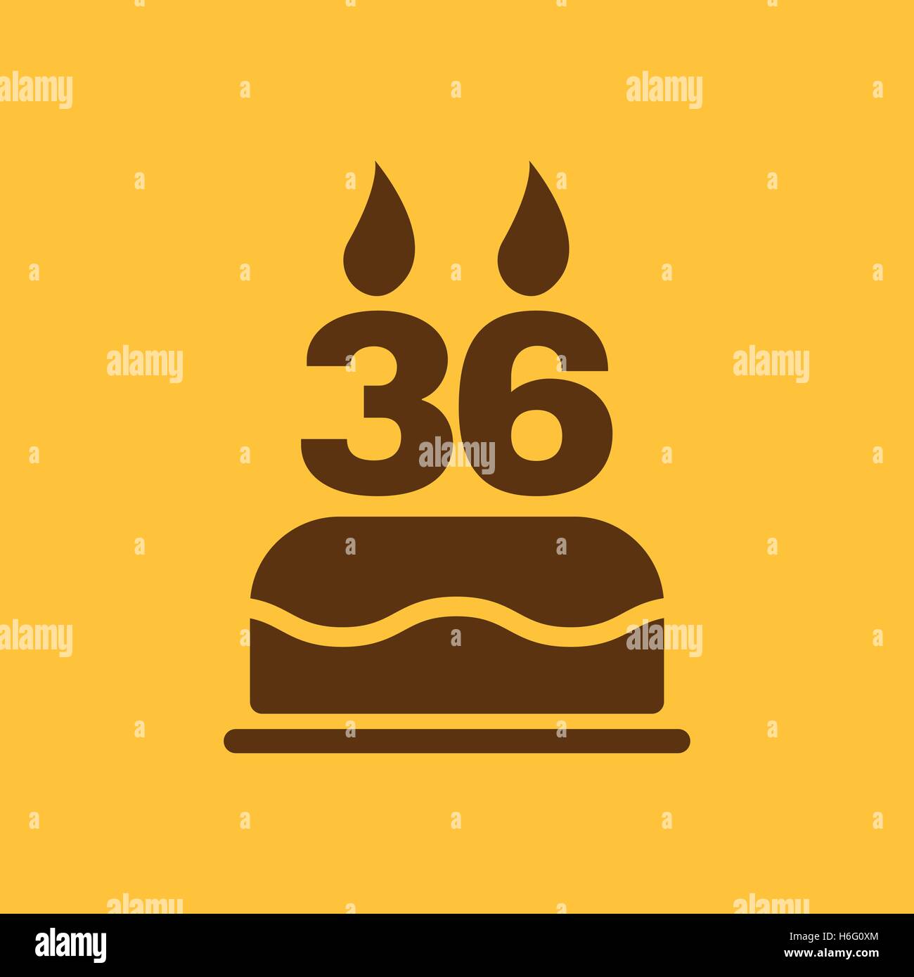 The birthday cake with candles in the form of number 36 icon. Birthday ...