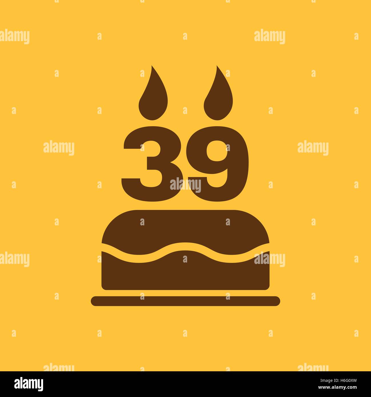 The birthday cake with candles in the form of number 39 icon. Birthday ...