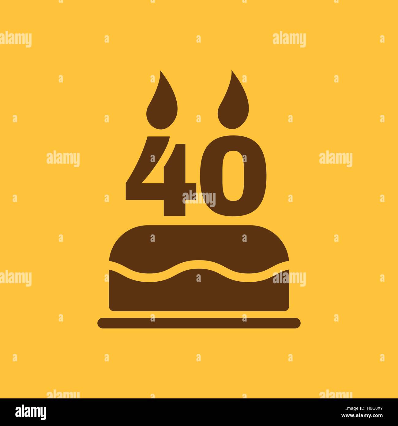 The birthday cake with candles in the form of number 40 icon. Birthday ...