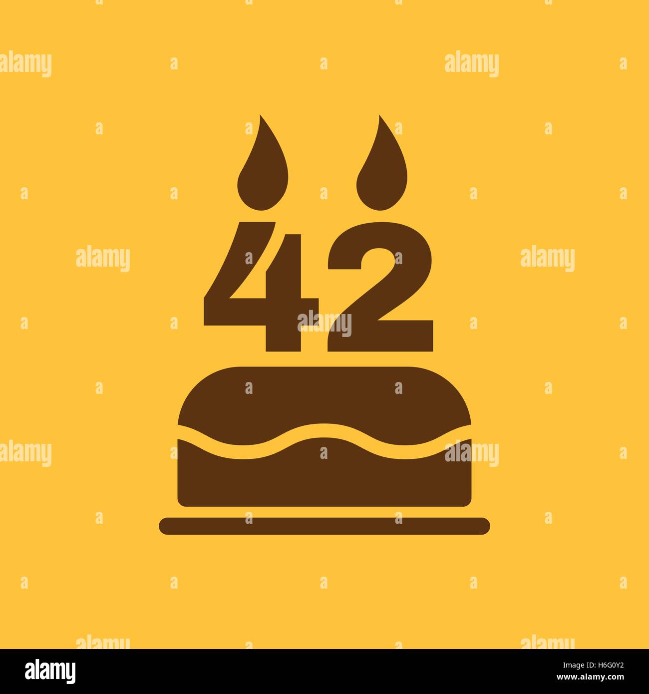 The birthday cake with candles in the form of number 42 icon. Birthday ...