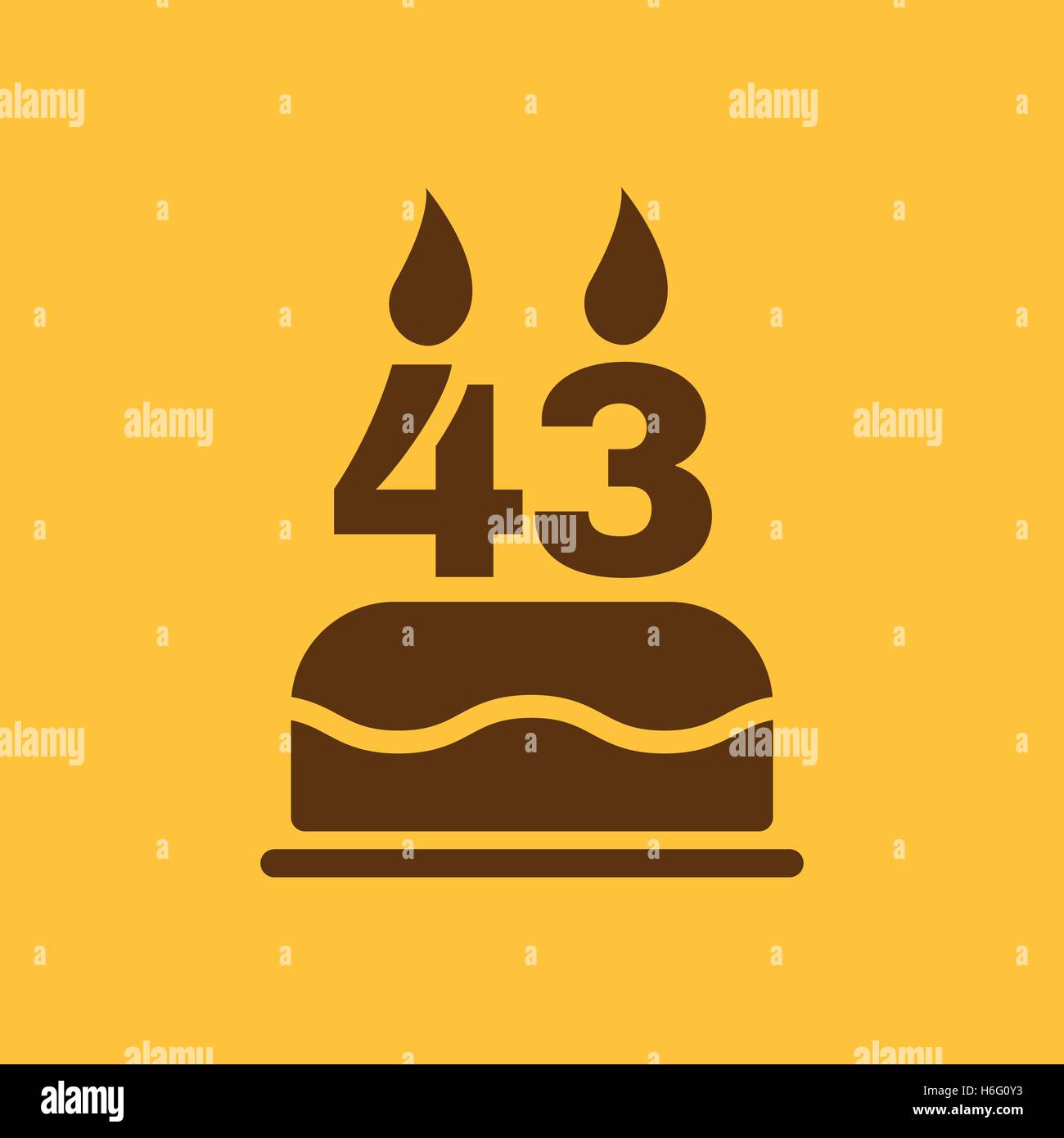 The birthday cake with candles in the form of number 43 icon. Birthday ...