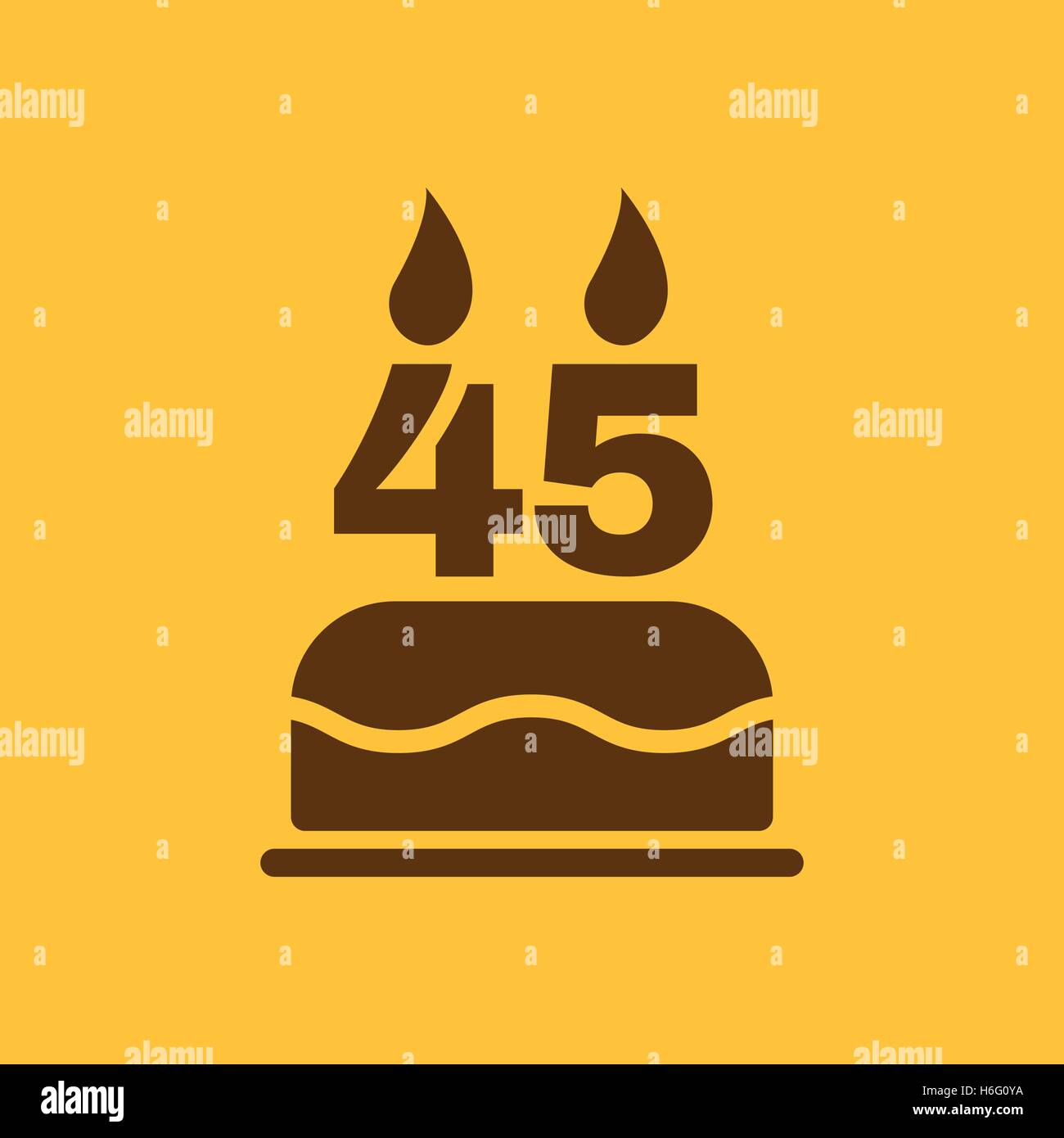 The birthday cake with candles in the form of number 45 icon. Birthday ...
