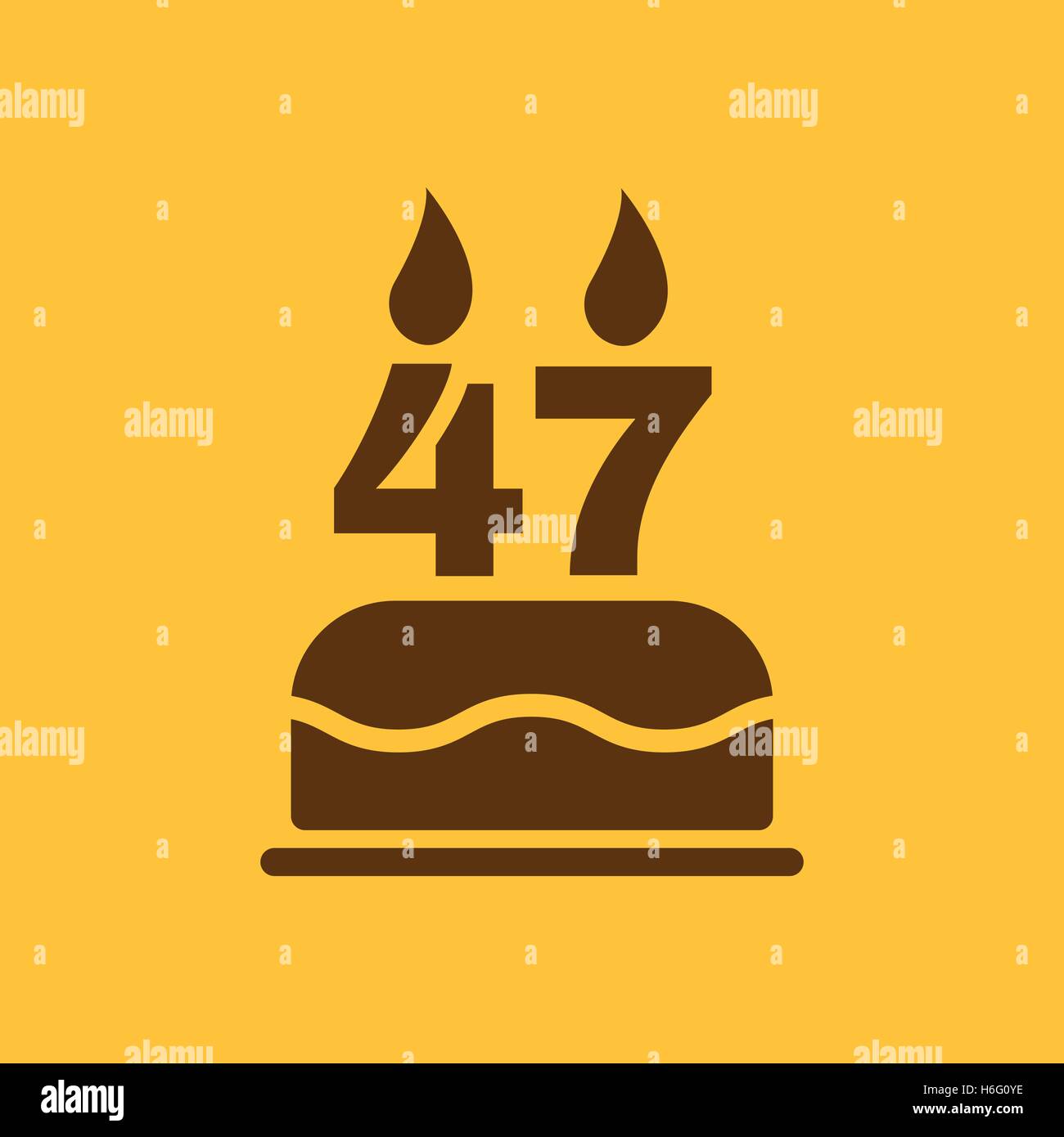 The birthday cake with candles in the form of number 47 icon. Birthday ...