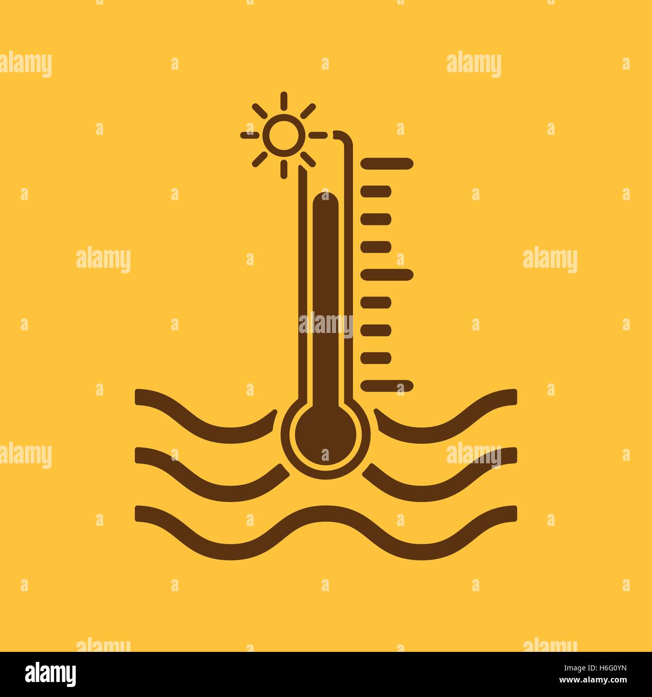 The warm water temperature icon. Hot liquid symbol. Flat Vector ...