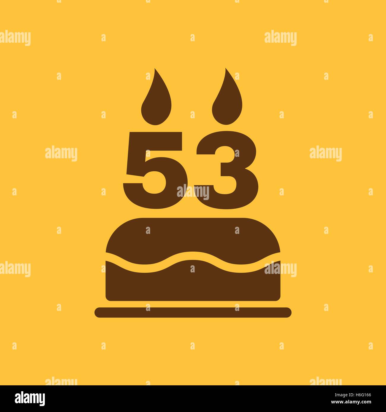 The birthday cake with candles in the form of number 53 icon. Birthday ...