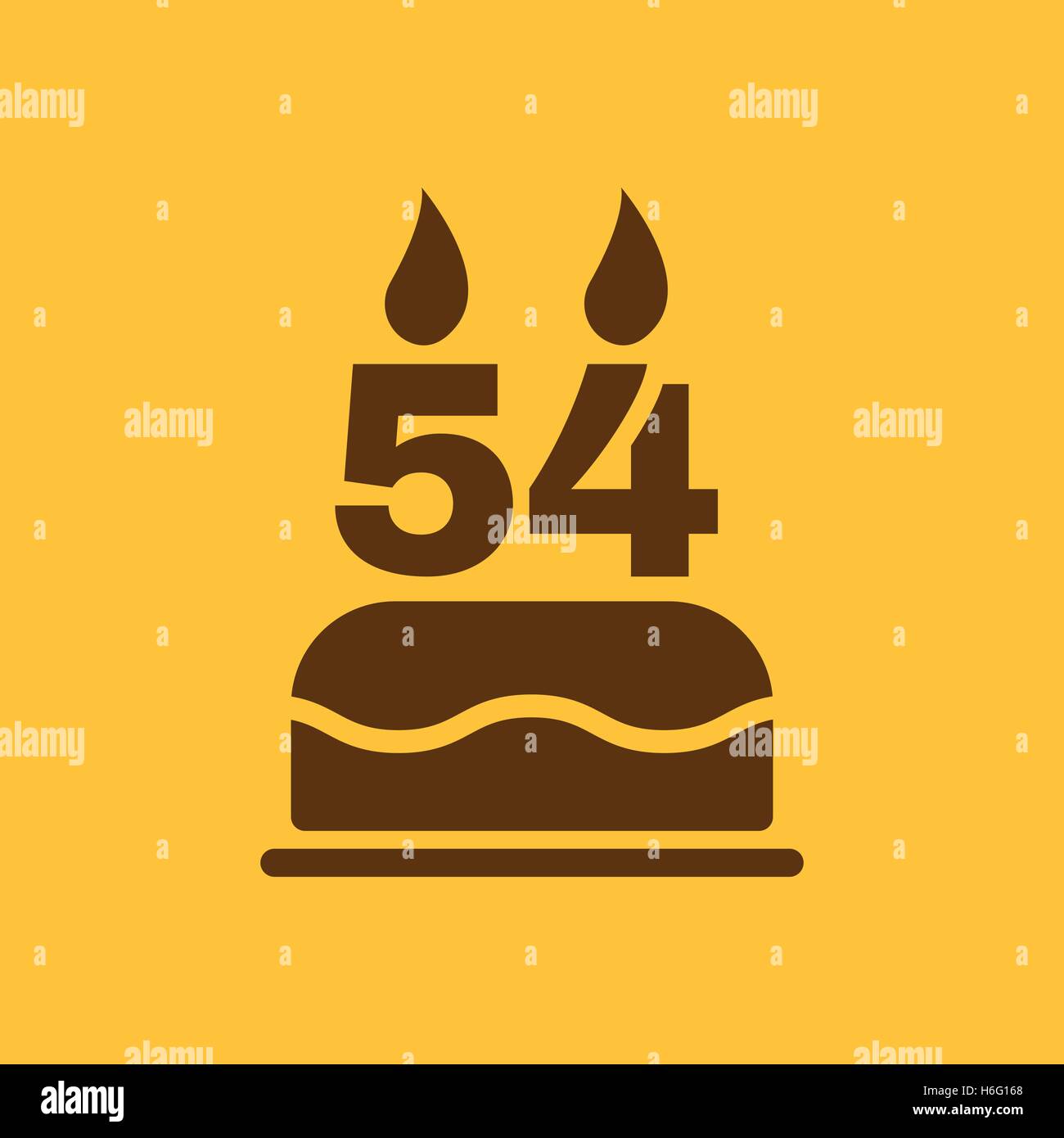 The birthday cake with candles in the form of number 54 icon. Birthday ...