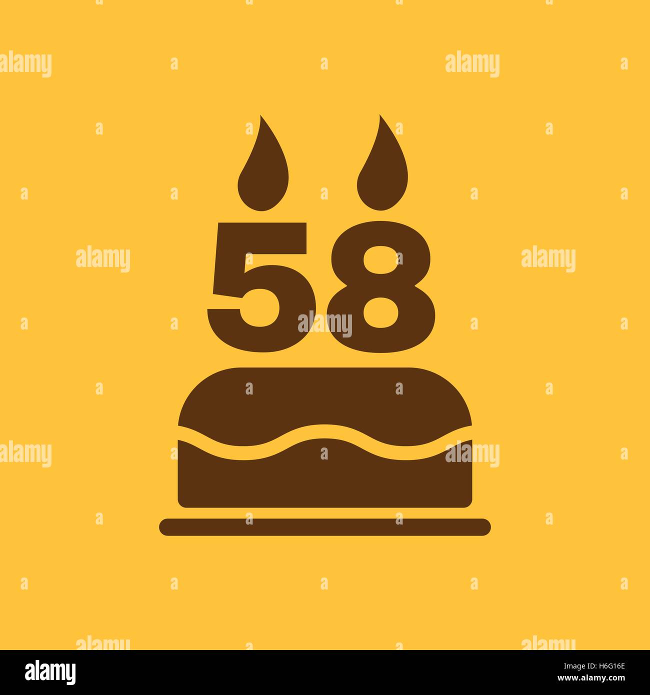 The birthday cake with candles in the form of number 58 icon. Birthday ...