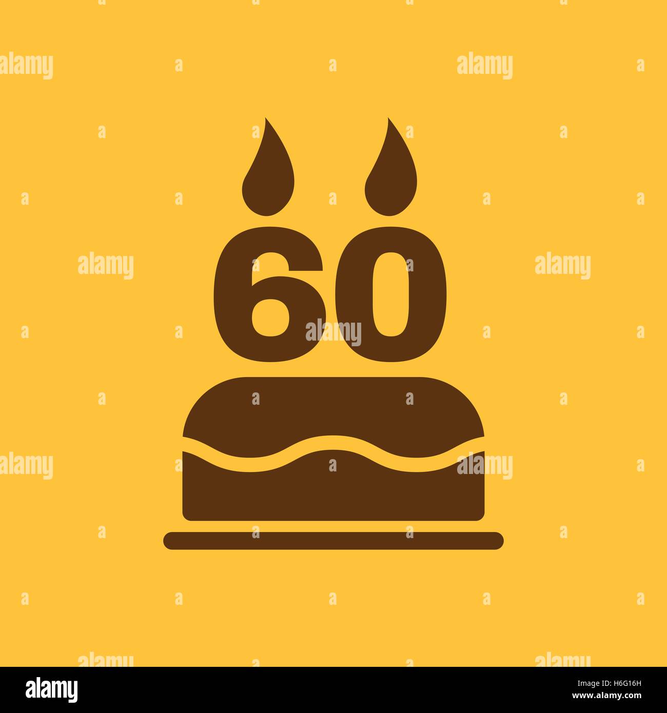 The birthday cake with candles in the form of number 60 icon. Birthday ...