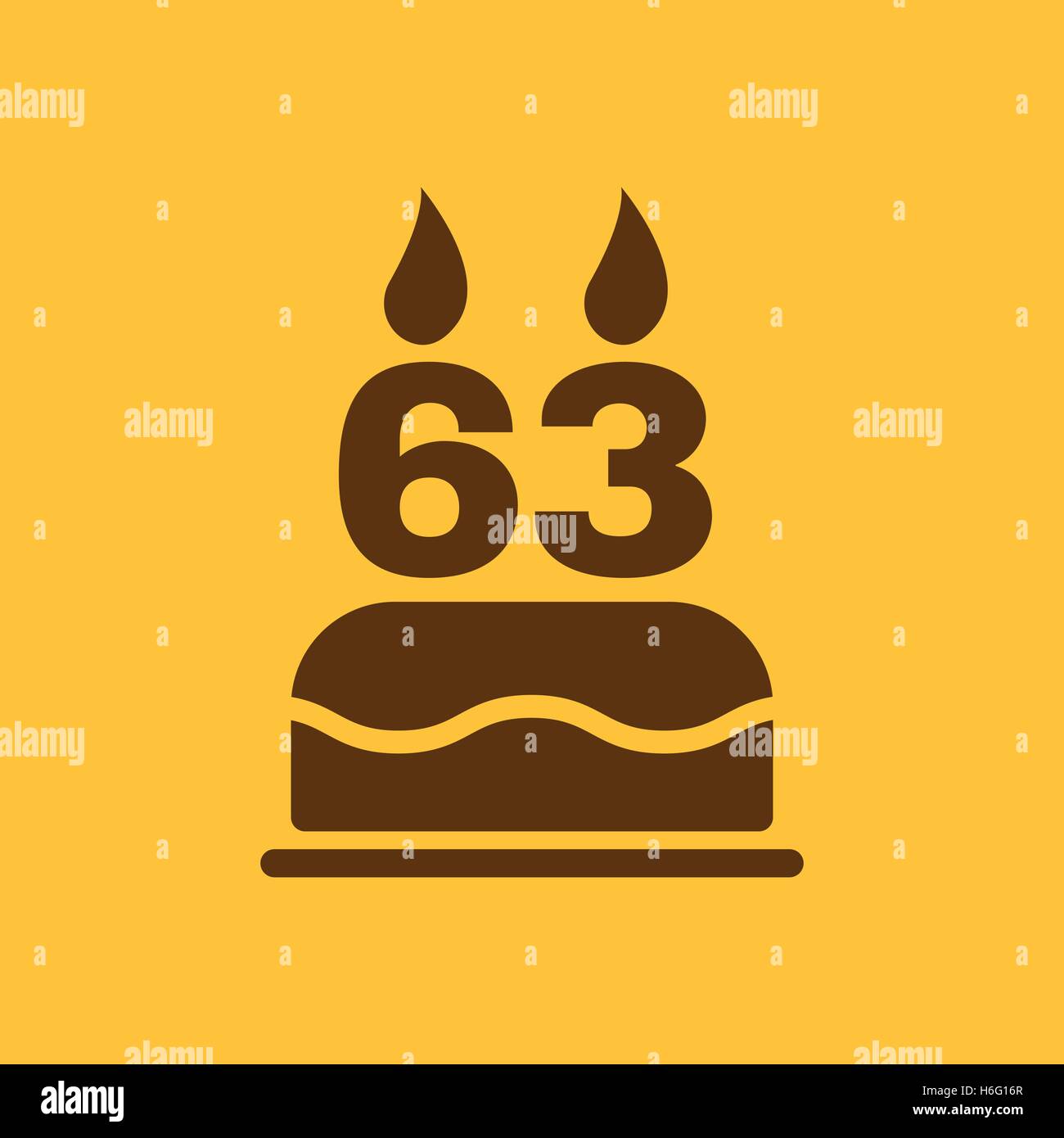 The birthday cake with candles in the form of number 63 icon. Birthday ...