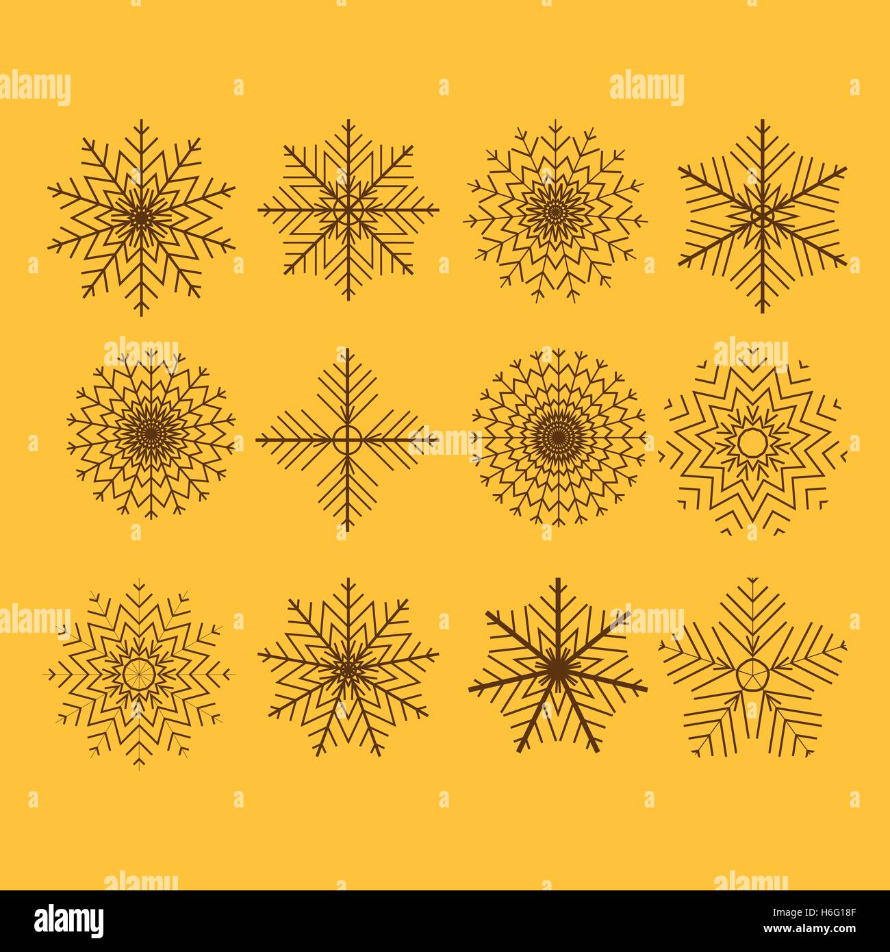 The Set of 12 vector abstract snowflakes Stock Vector Image & Art - Alamy