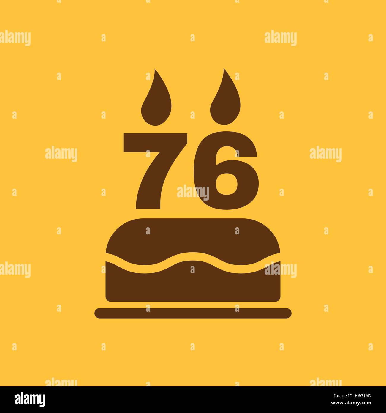 The birthday cake with candles in the form of number 76 icon. Birthday ...