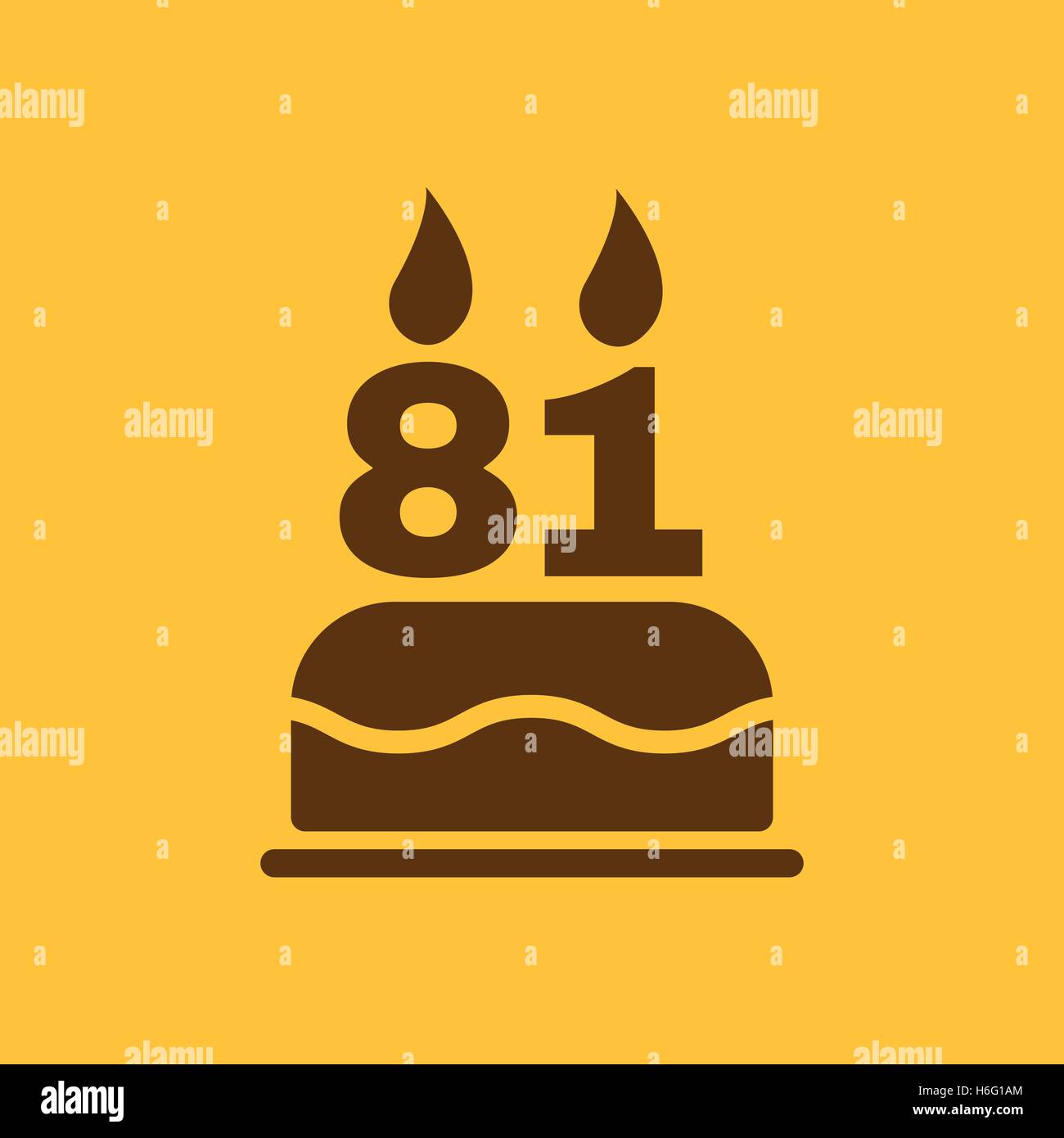 The birthday cake with candles in the form of number 81 icon. Birthday ...