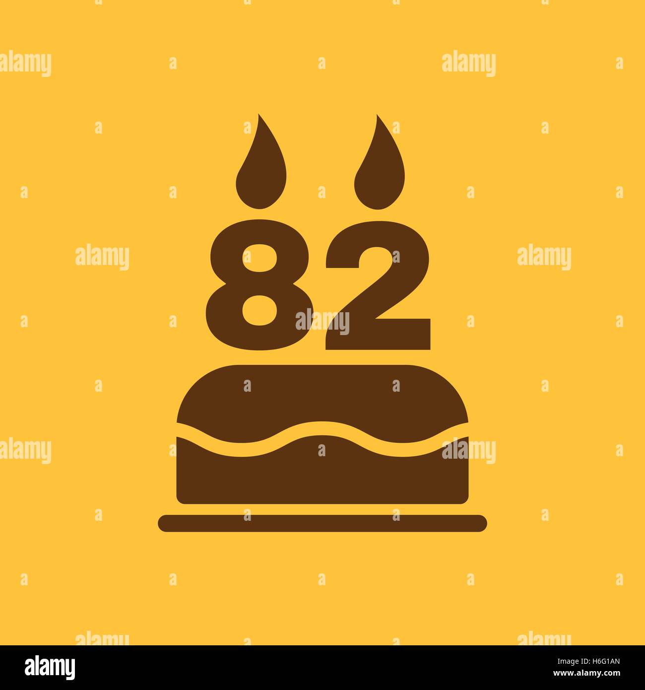 The birthday cake with candles in the form of number 82 icon. Birthday ...