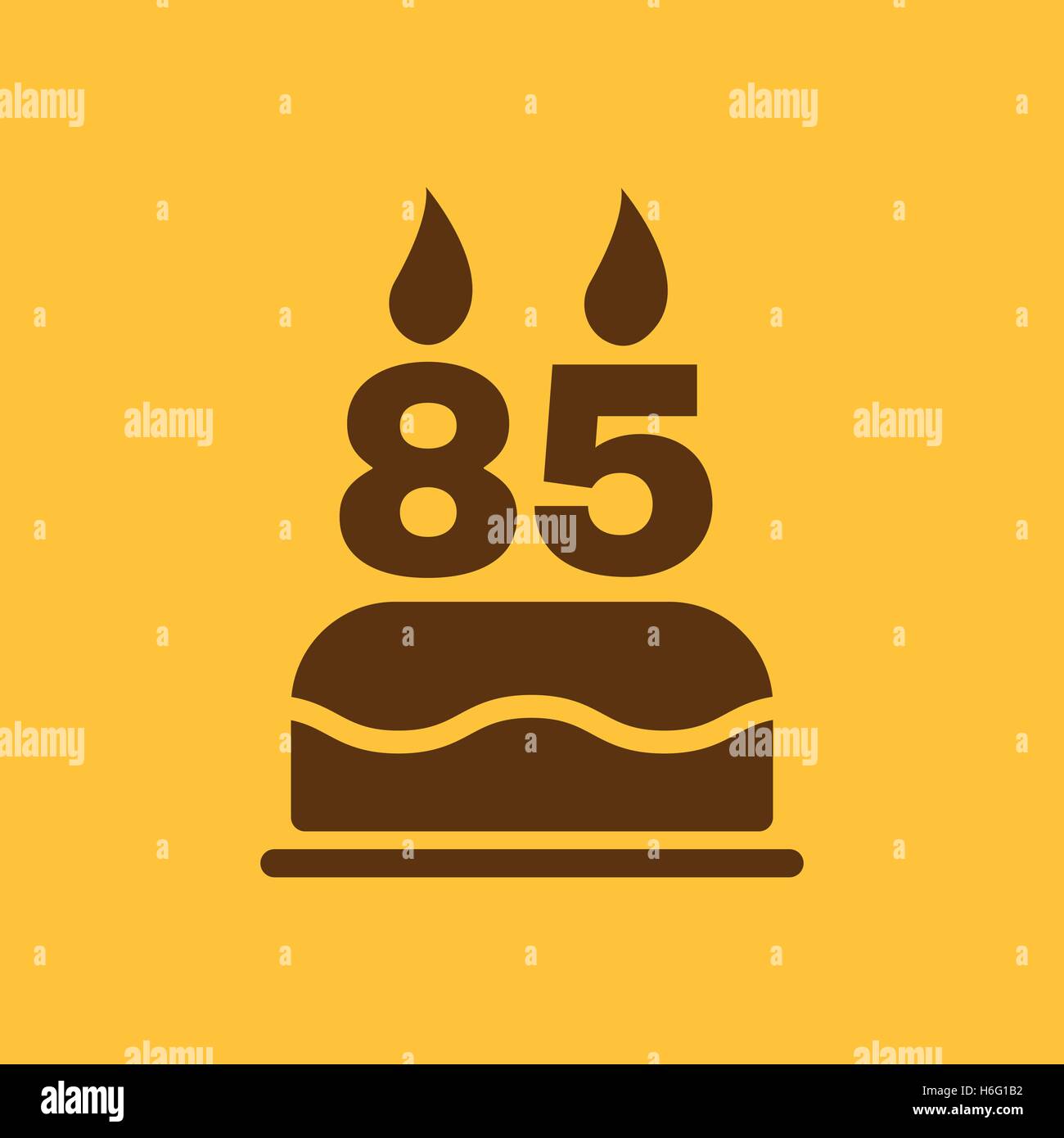 The birthday cake with candles in the form of number 85 icon. Birthday ...