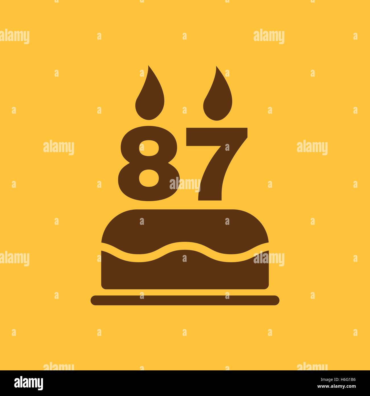 The birthday cake with candles in the form of number 87 icon. Birthday ...