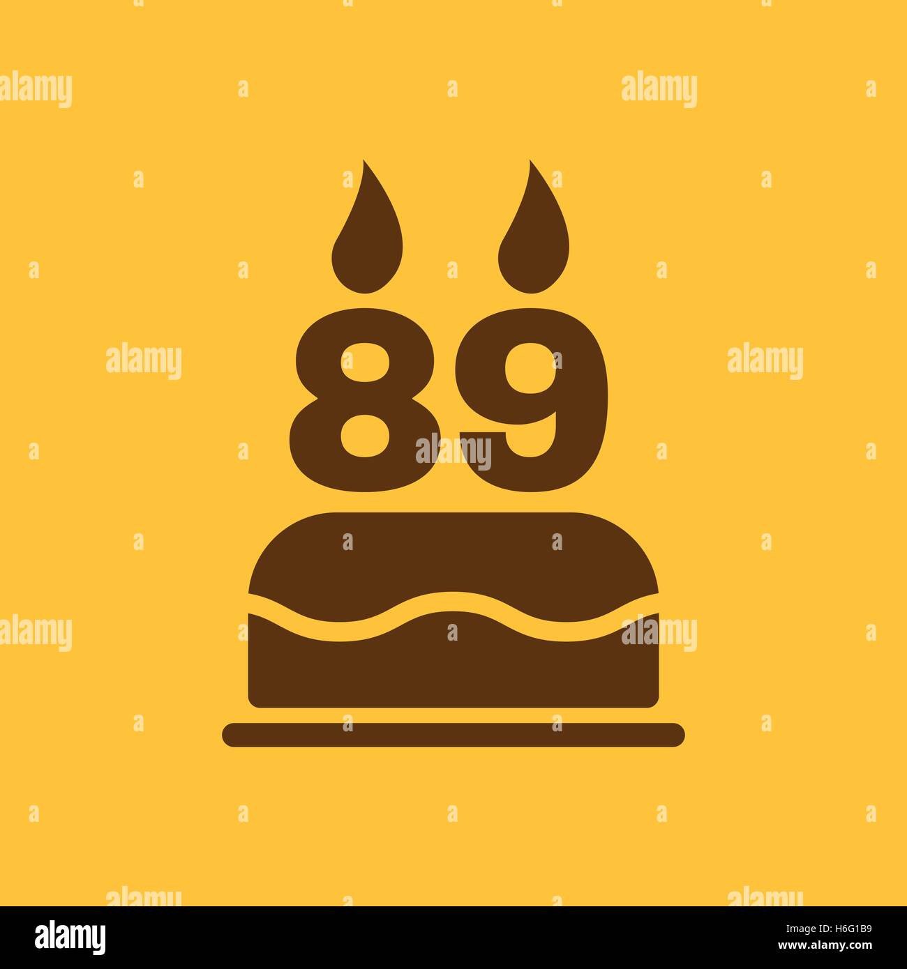 The birthday cake with candles in the form of number 89 icon. Birthday ...