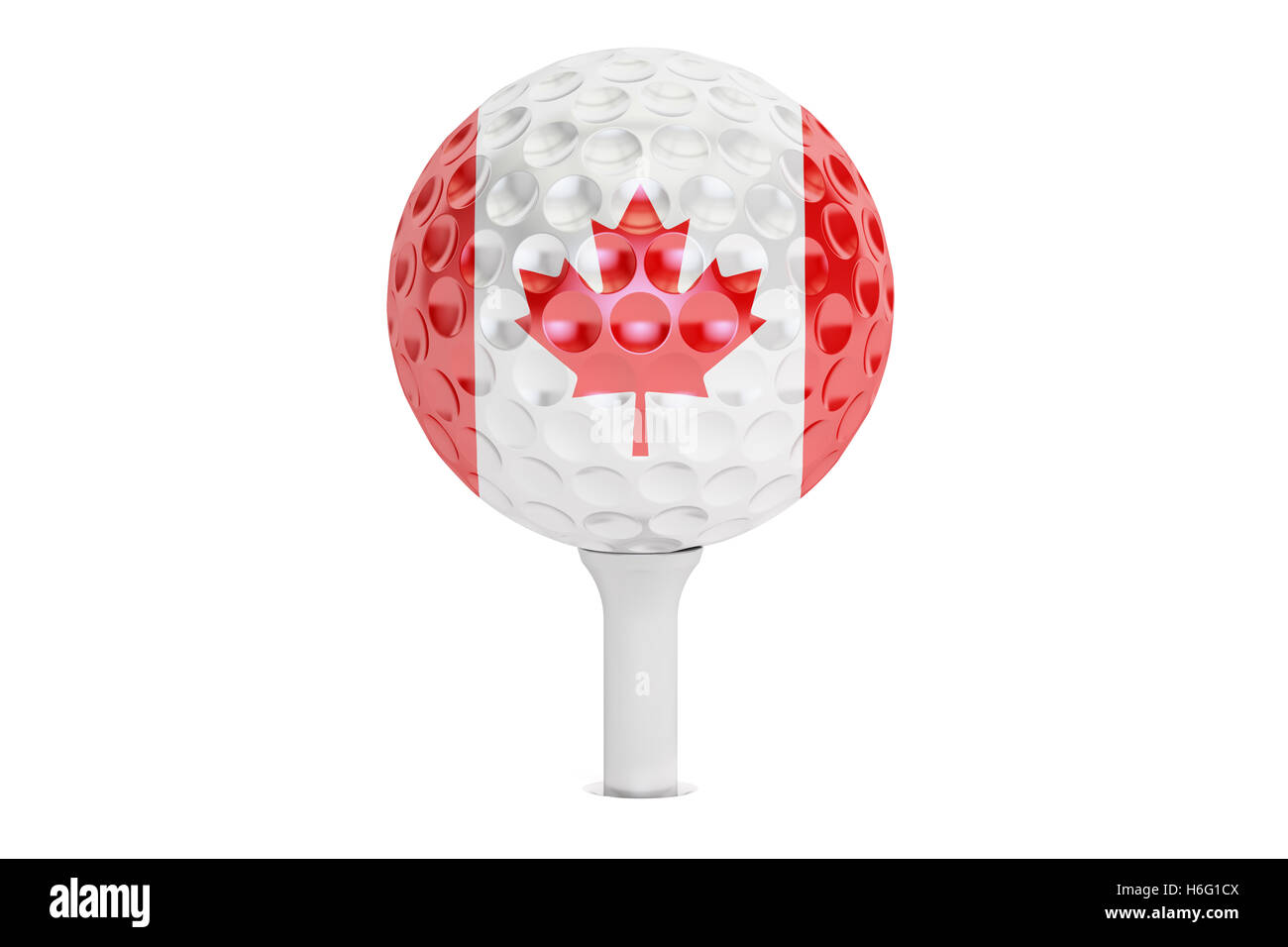 golf ball on a tee with flag of Canada, 3D rendering isolated on white ...