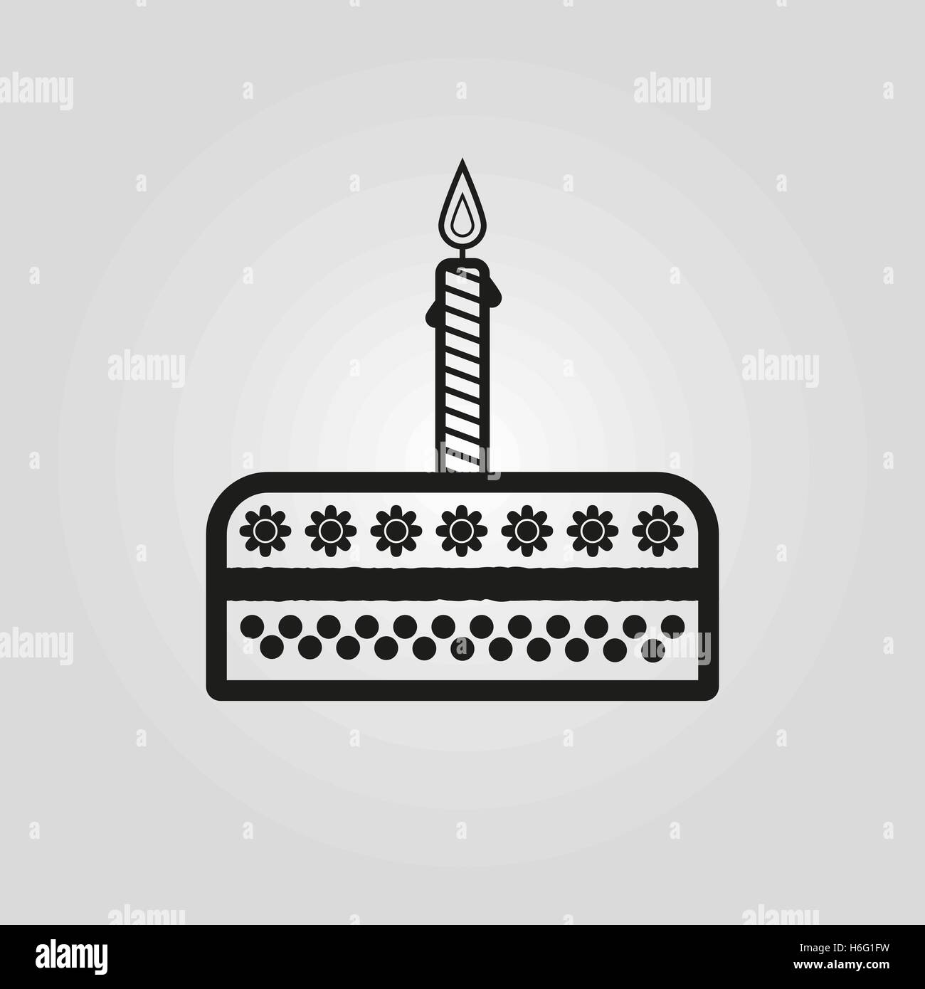 Birthday cake sign icon. Cake with burning candle symbol. Vector ...