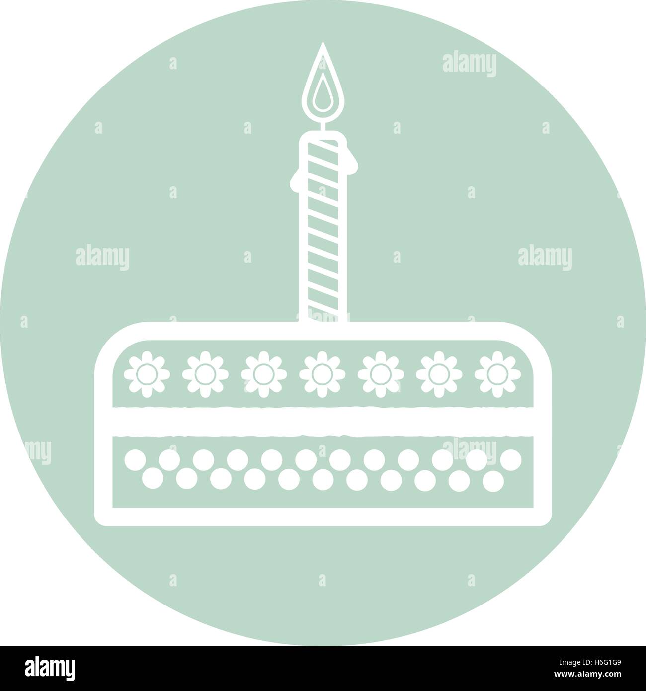 Birthday cake sign icon. Cake with burning candle symbol. Vector ...