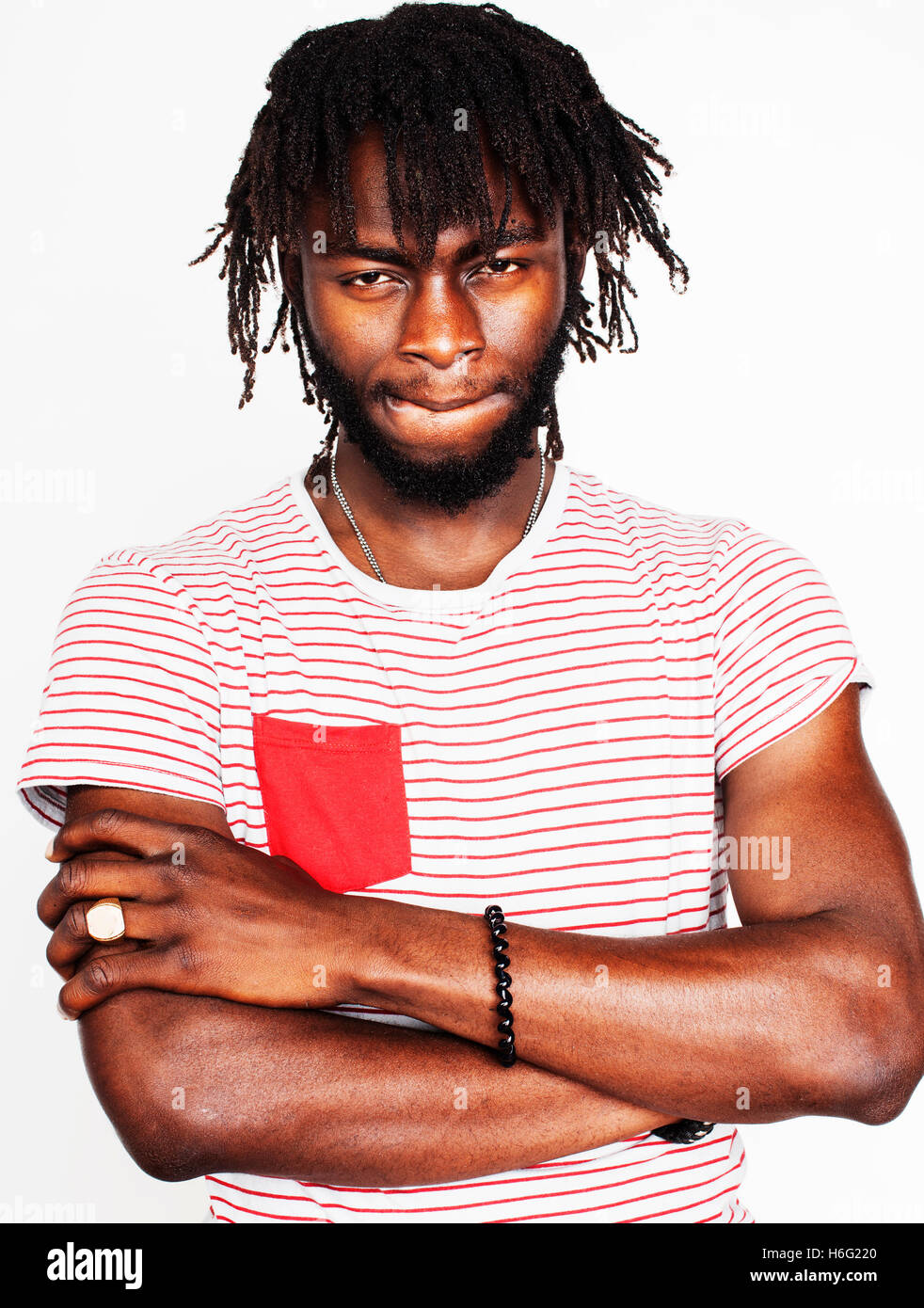 young handsome african american boy smiling emotional isolated on white ...