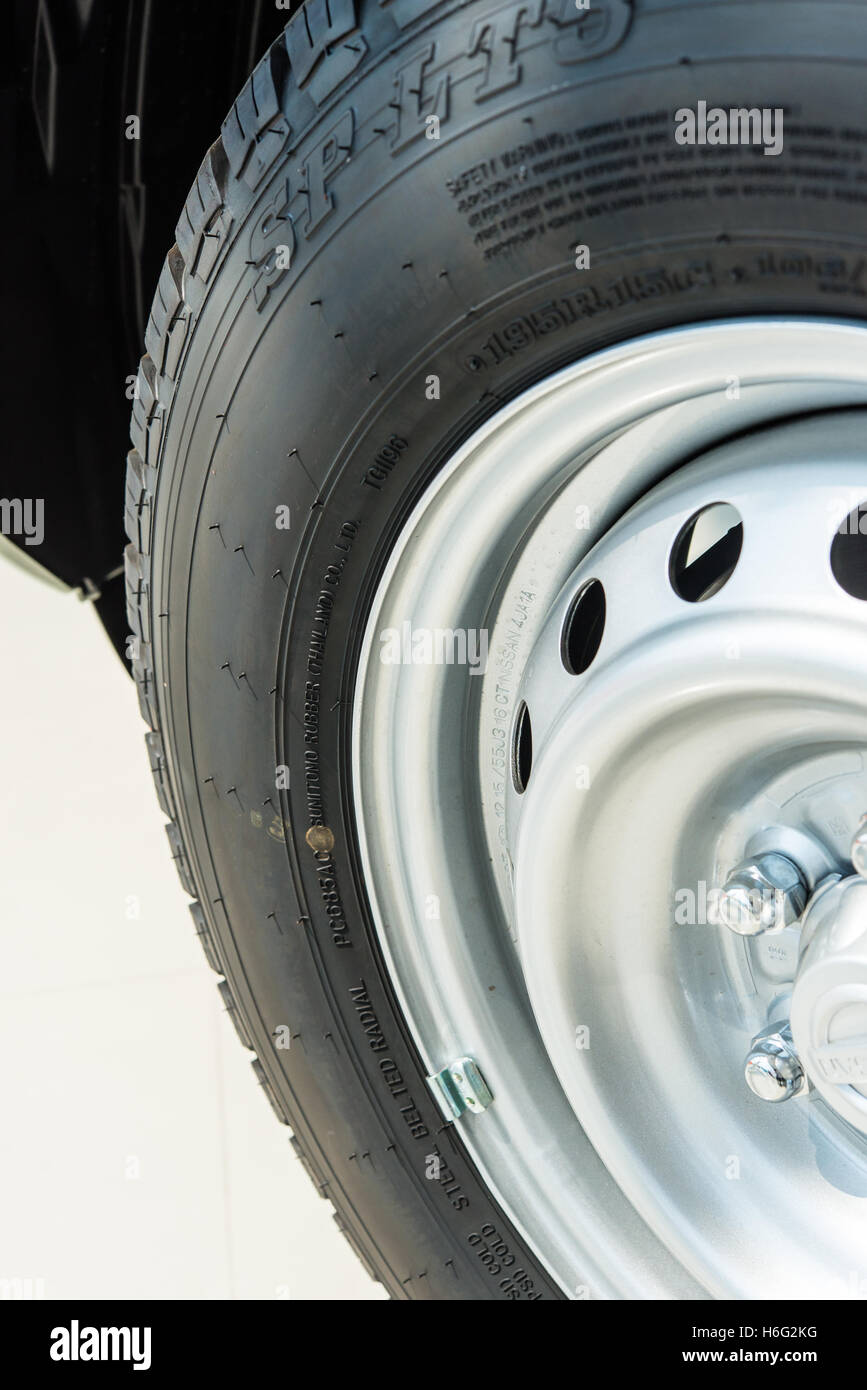 Close-up Car steel wheel Stock Photo - Alamy